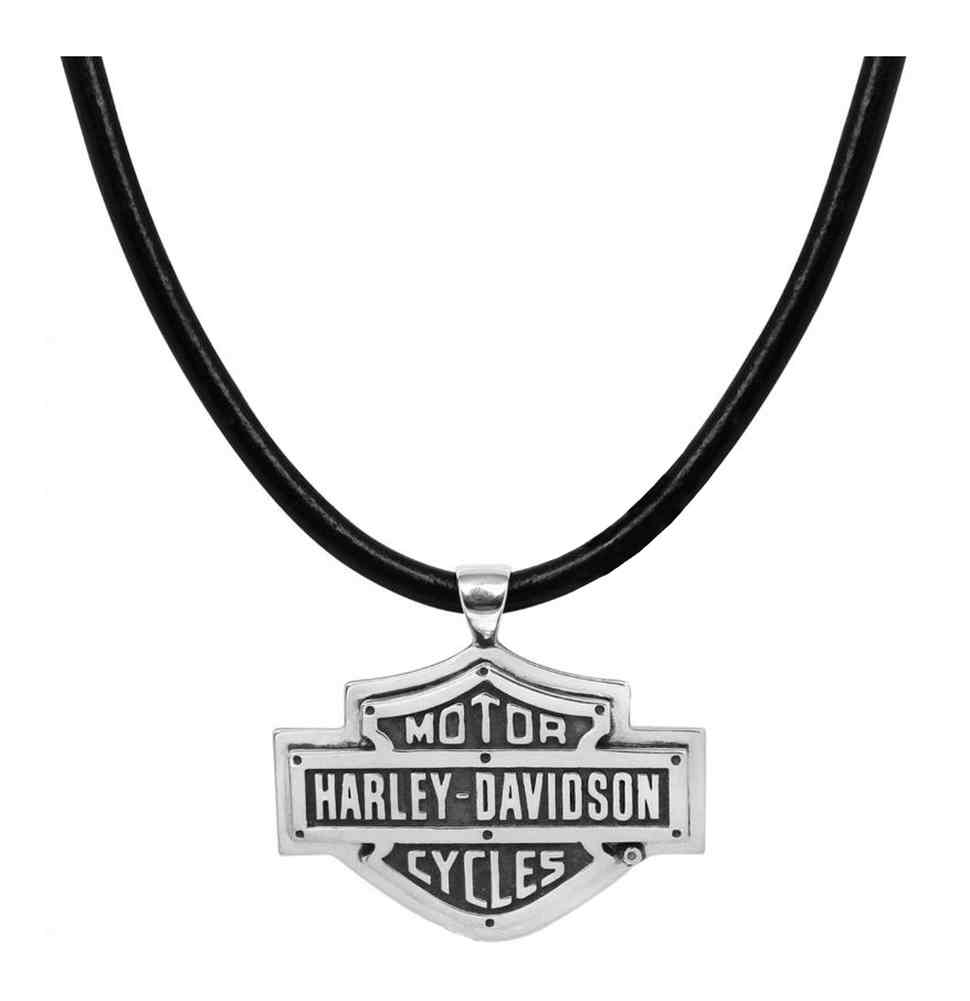 Harley-Davidson Men's Necklace, Rivets Bar & Shield Logo, Leather Cord ...