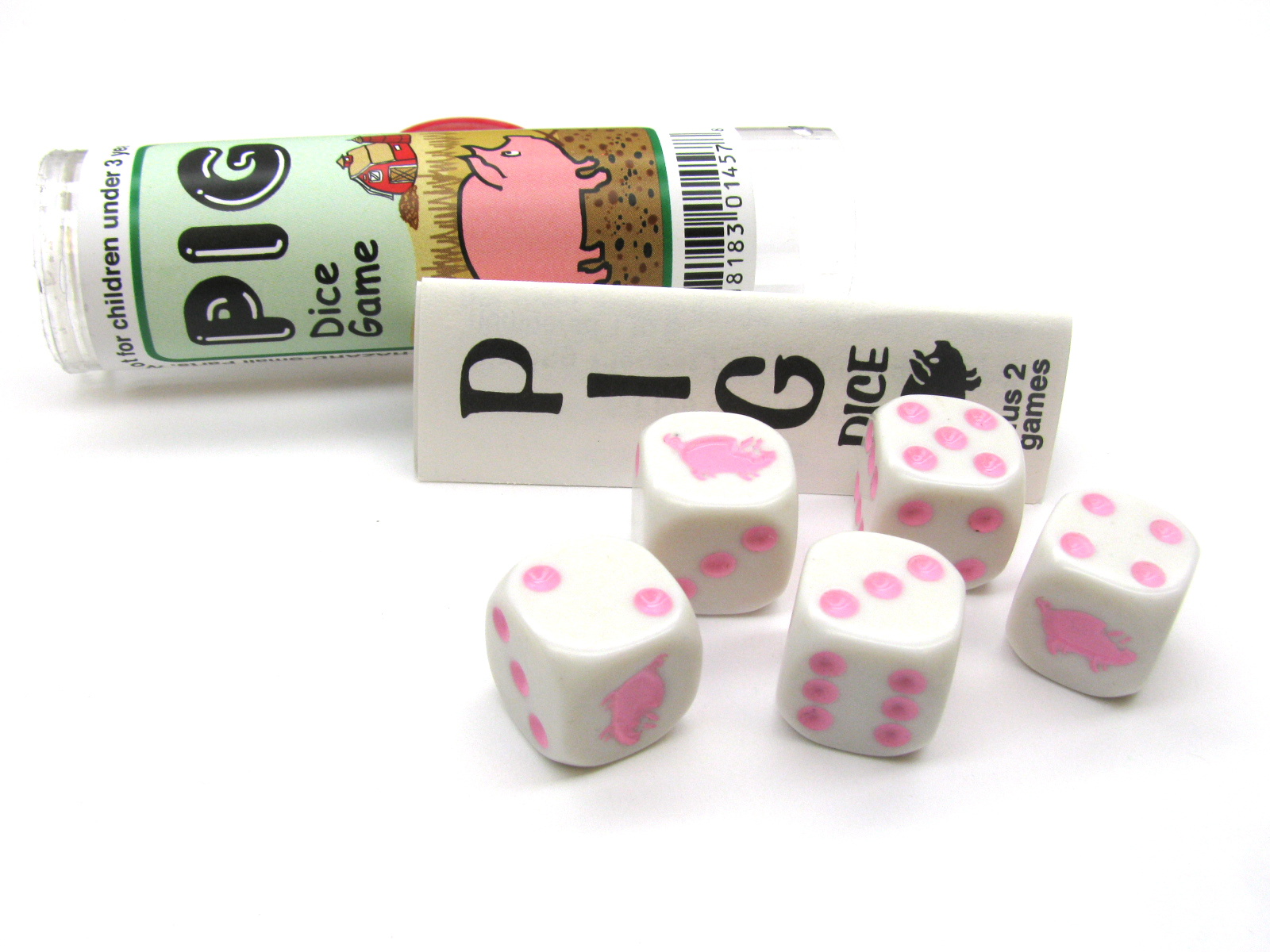 Pig Dice Game 5 Dice Set With Travel Tube And Instructions