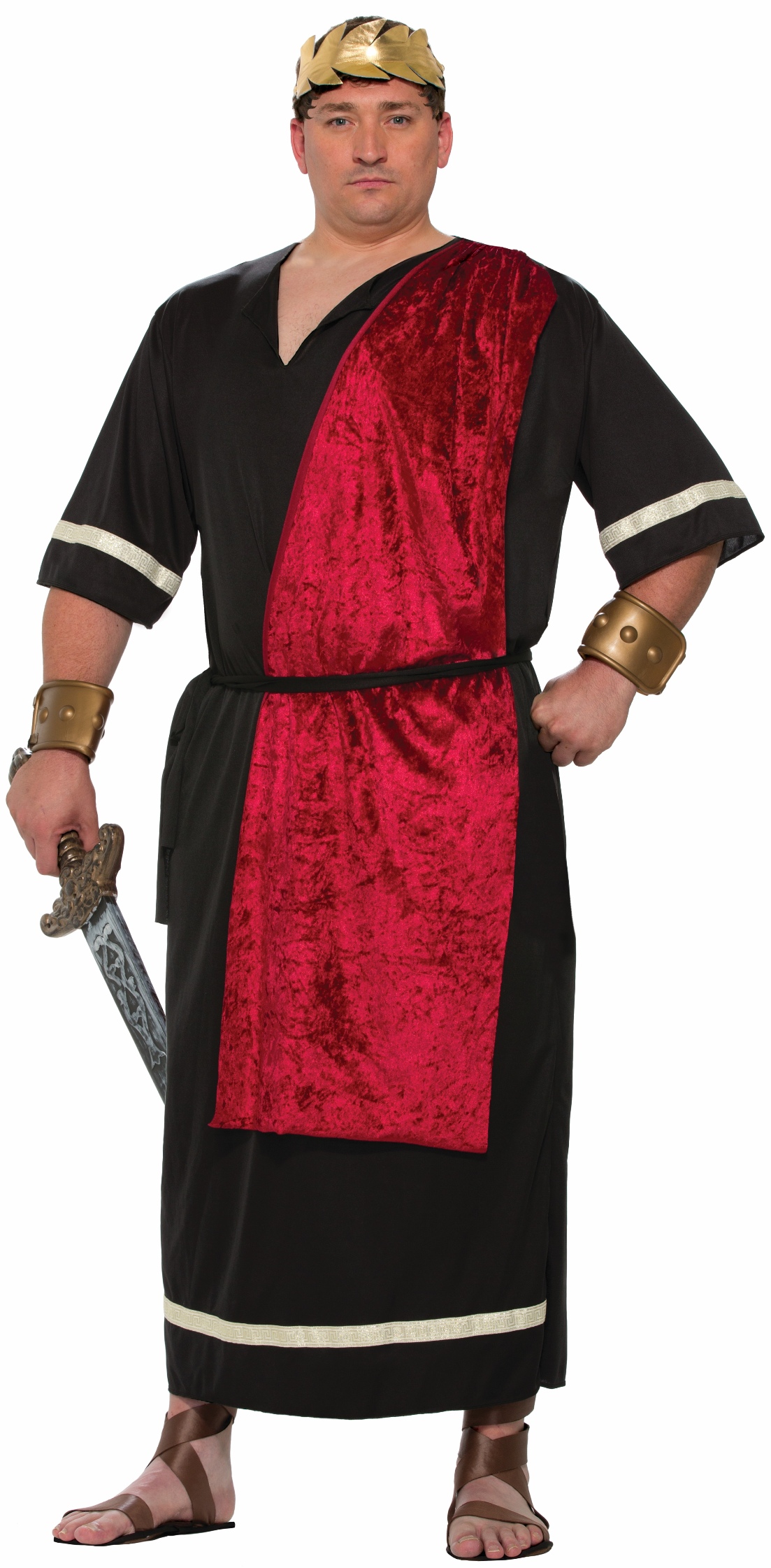 Mens Black Roman Senator Plus Size Costume Robe Adult Caesar Toga