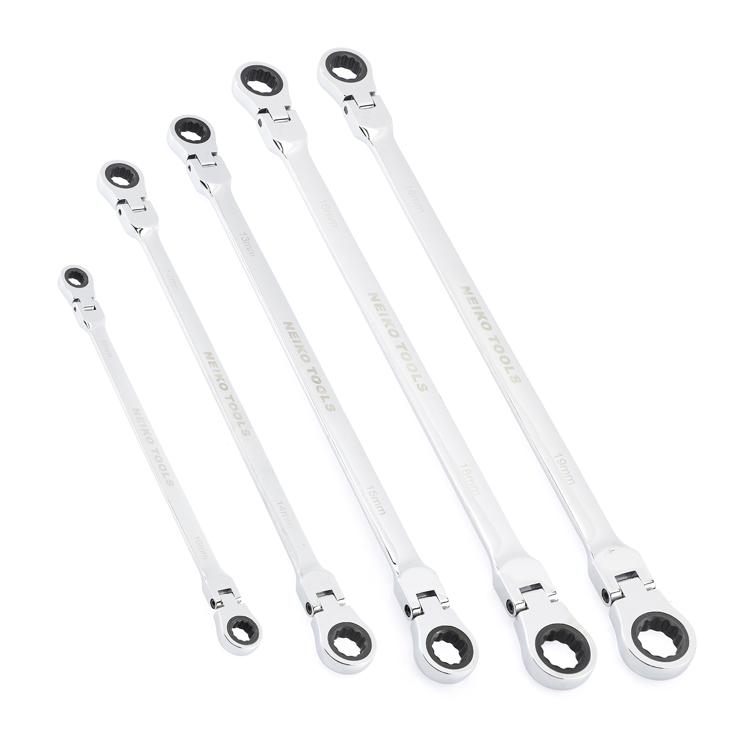 Double Box End Ratcheting Wrench 5pc Metric Universal Spline Xl