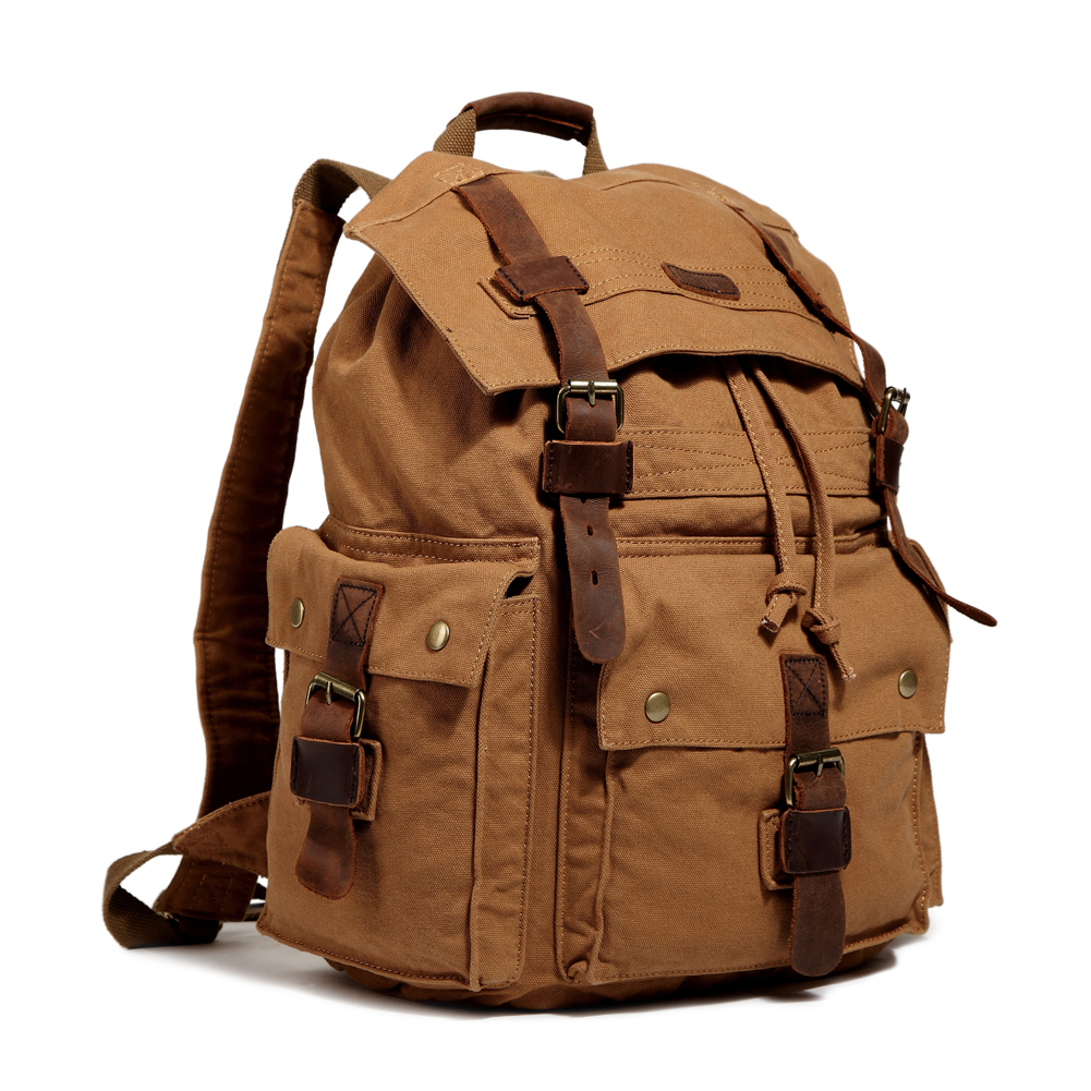 Fashion Vintage Canvas Leather Hiking Travel Backpack Rucksack School Fashion Vintage Canvas Leather Hiking Travel Backpack Rucksack School