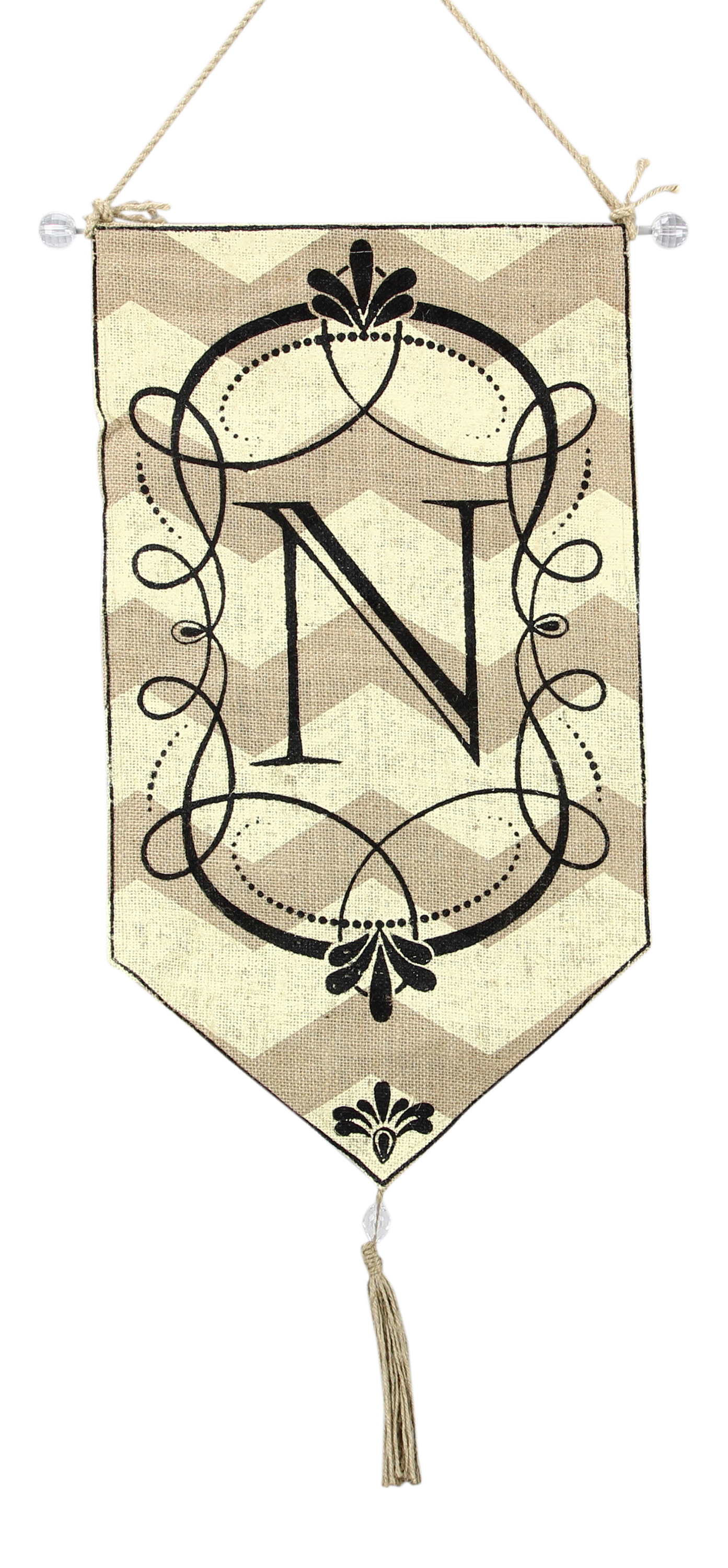 Monogram N Chevron Print Burlap 23 Inch Pennant Door Hanging Flag ...