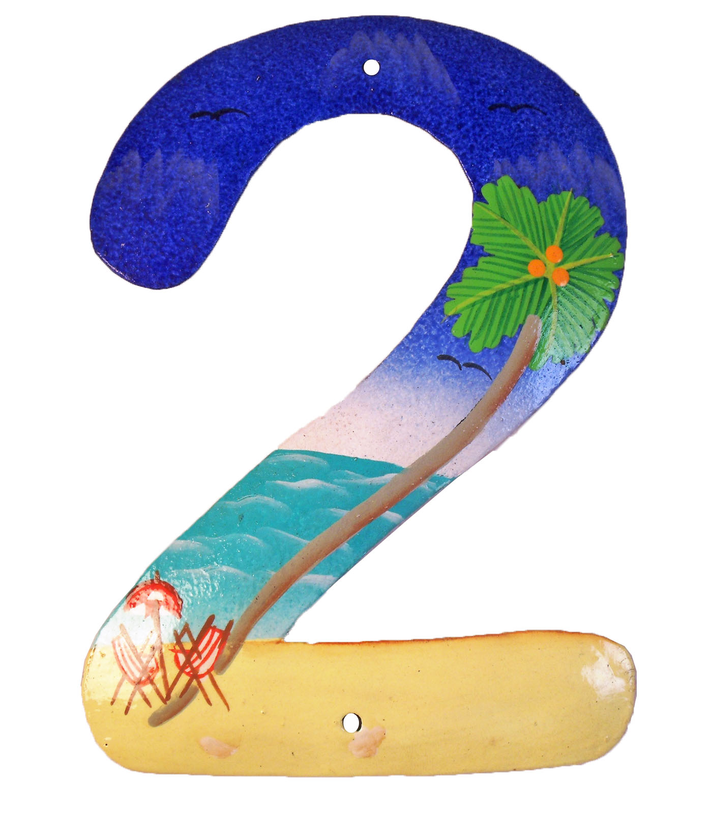 Tropical Beach House Numbers Haitian Metal Art Number 1 - Mary B ...