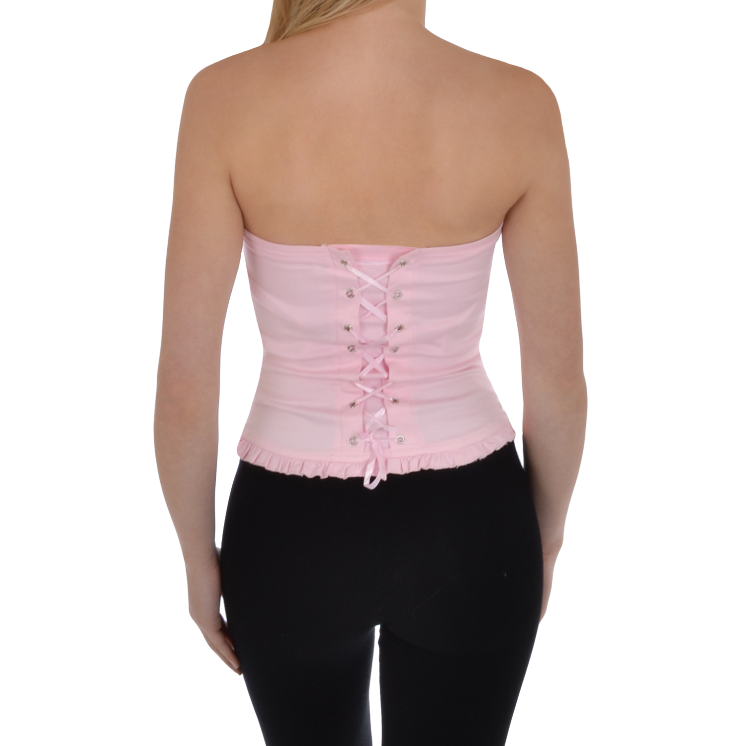 Miss Posh Womens Cotton Overbust Lace Up Boned Bustier Basque Corset