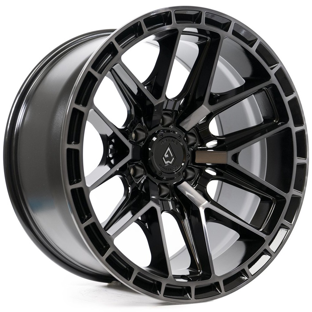 22x12 Arena A114 Battle Gloss Black Machined DDT Face & Lip Wheel 8x170 ...