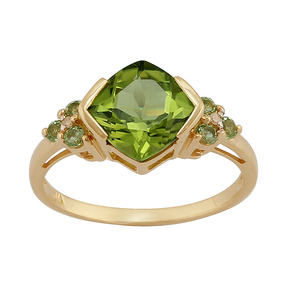 9ct Yellow Gold 2.50ct Natural Peridot & 1pt Diamond Classic Style Ring ...