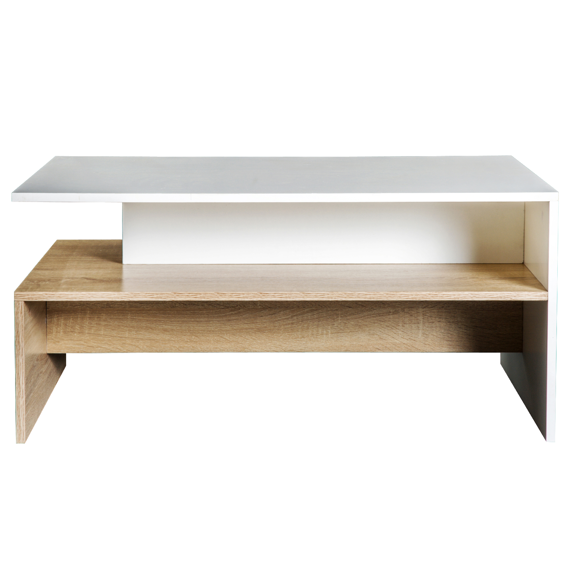 Buy Two-tone Modern 2-Tier Wooden Coffee Table Side Desk Living Room ...