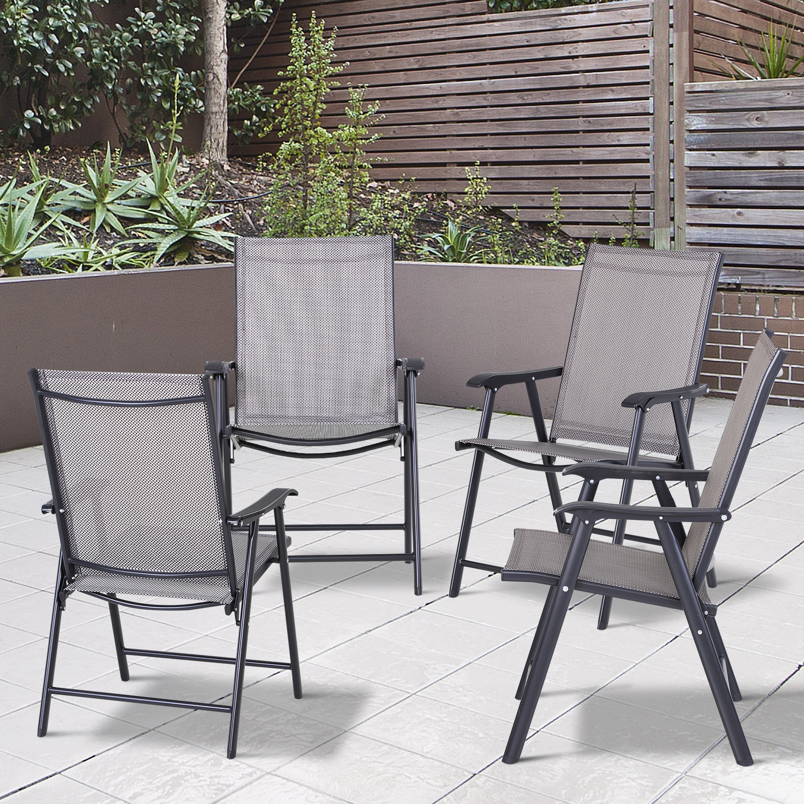 2/4 Chair Garden Set w/ a Comfortable Ergonomic Design for Sitting ...