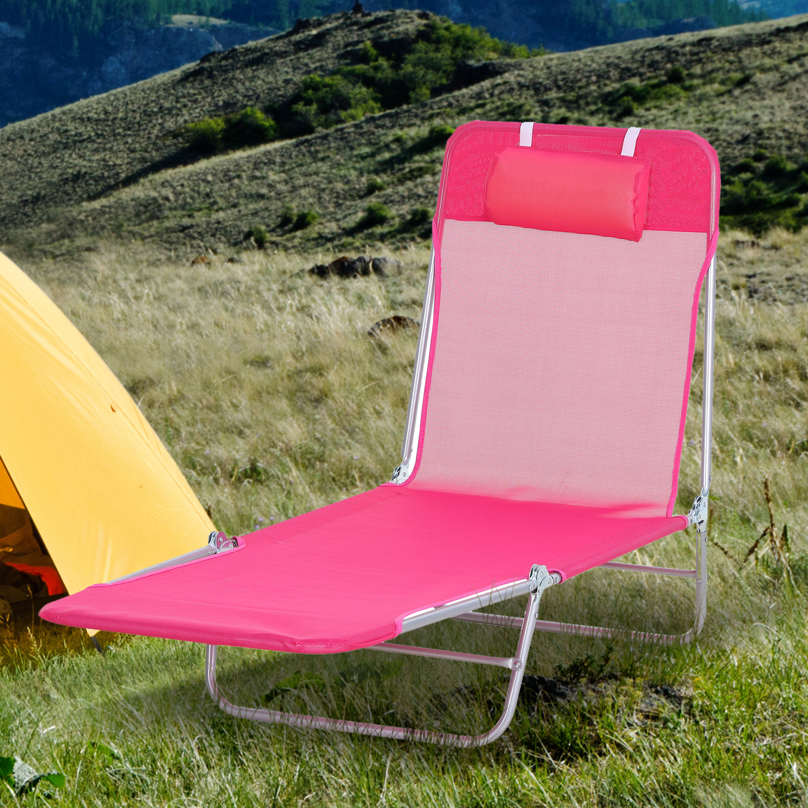 Outsunny Adjustable-Level Chaise Sun Lounge Chair for the Beach Patio ...