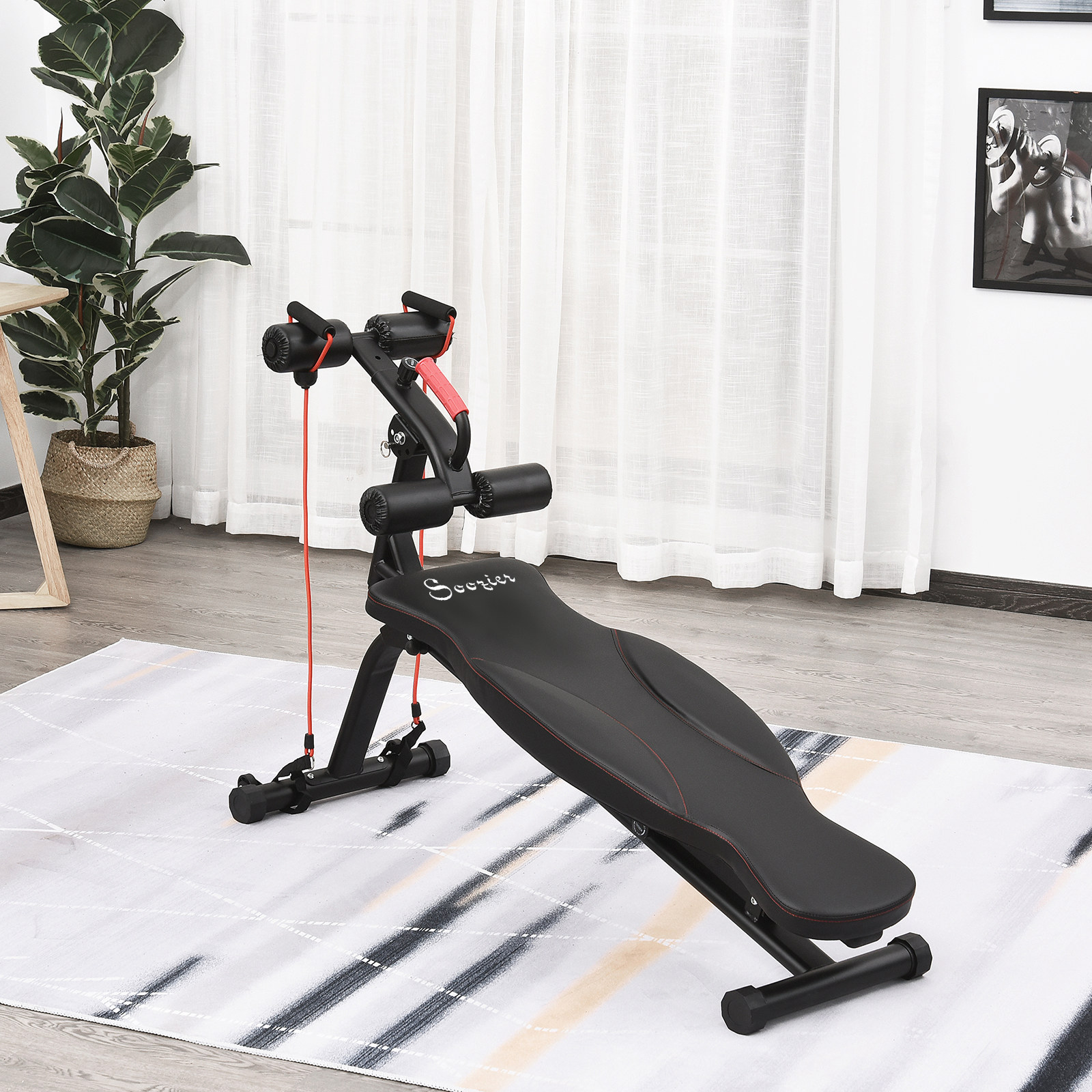 HOMCOM Sit-Up Workout Bench Home Office Fitness Training w/ Steel Frame ...