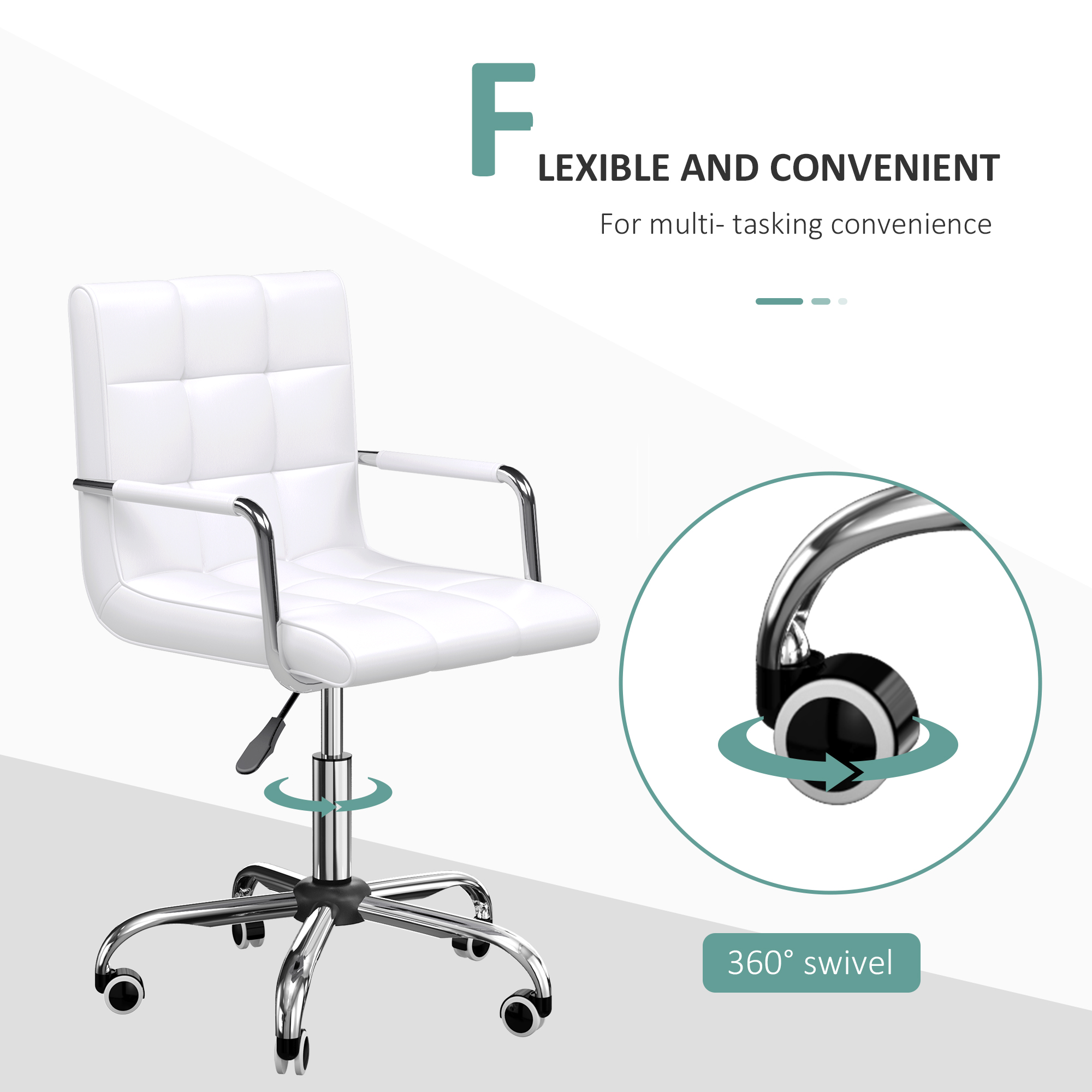 Swivel Office Chair PU Leather Adjustable Computer Desk Armchair High ...