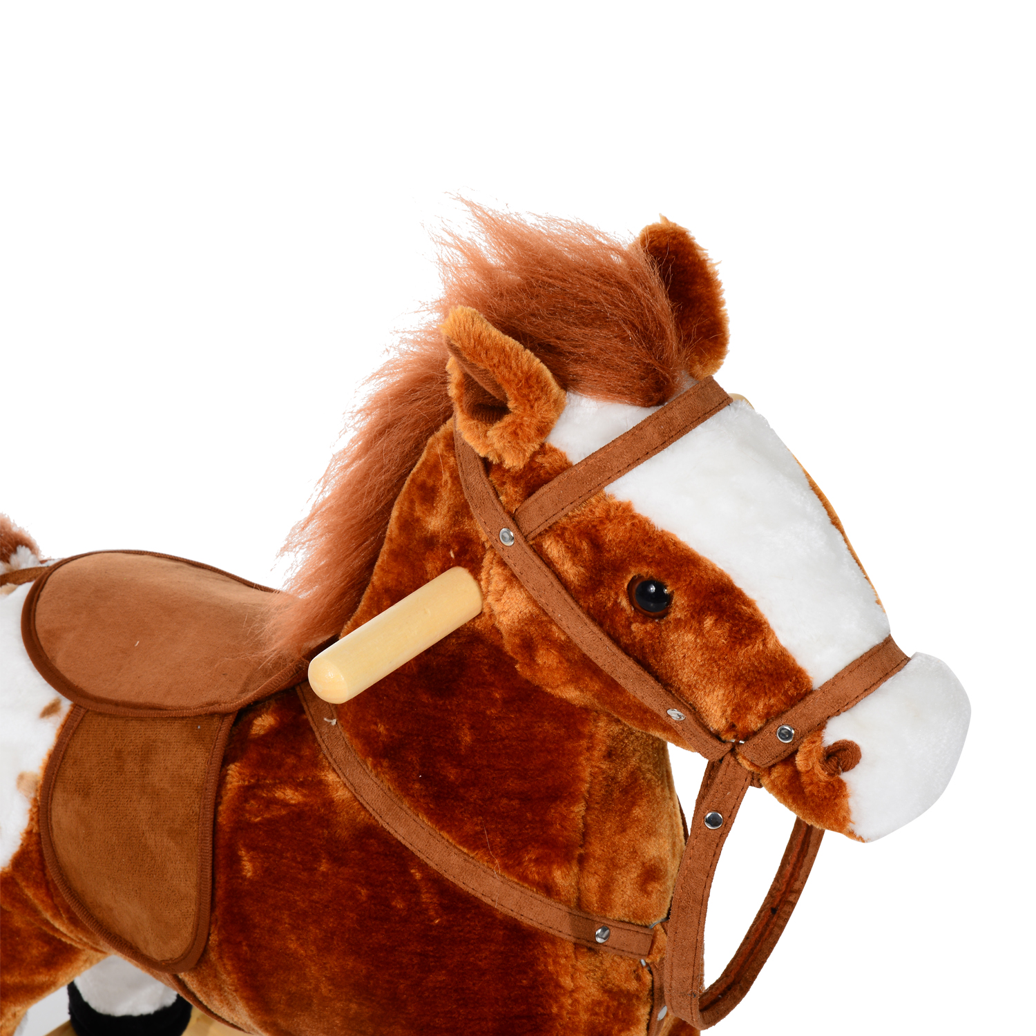 Kids Toy Rocking Horse Wood Plush Pony Wooden Riding Traditional Gift W ...