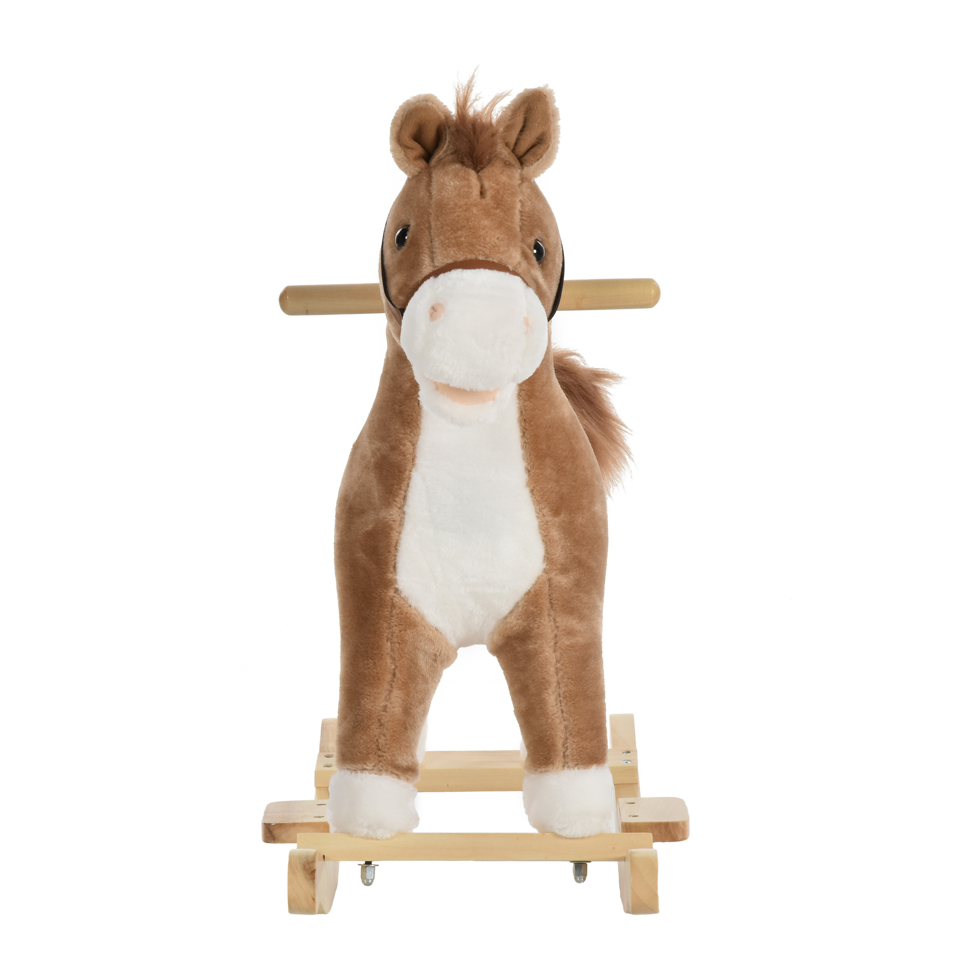 Kids Plush Ride On Rocking Horse with Realistic Sound Music Handle Grip ...
