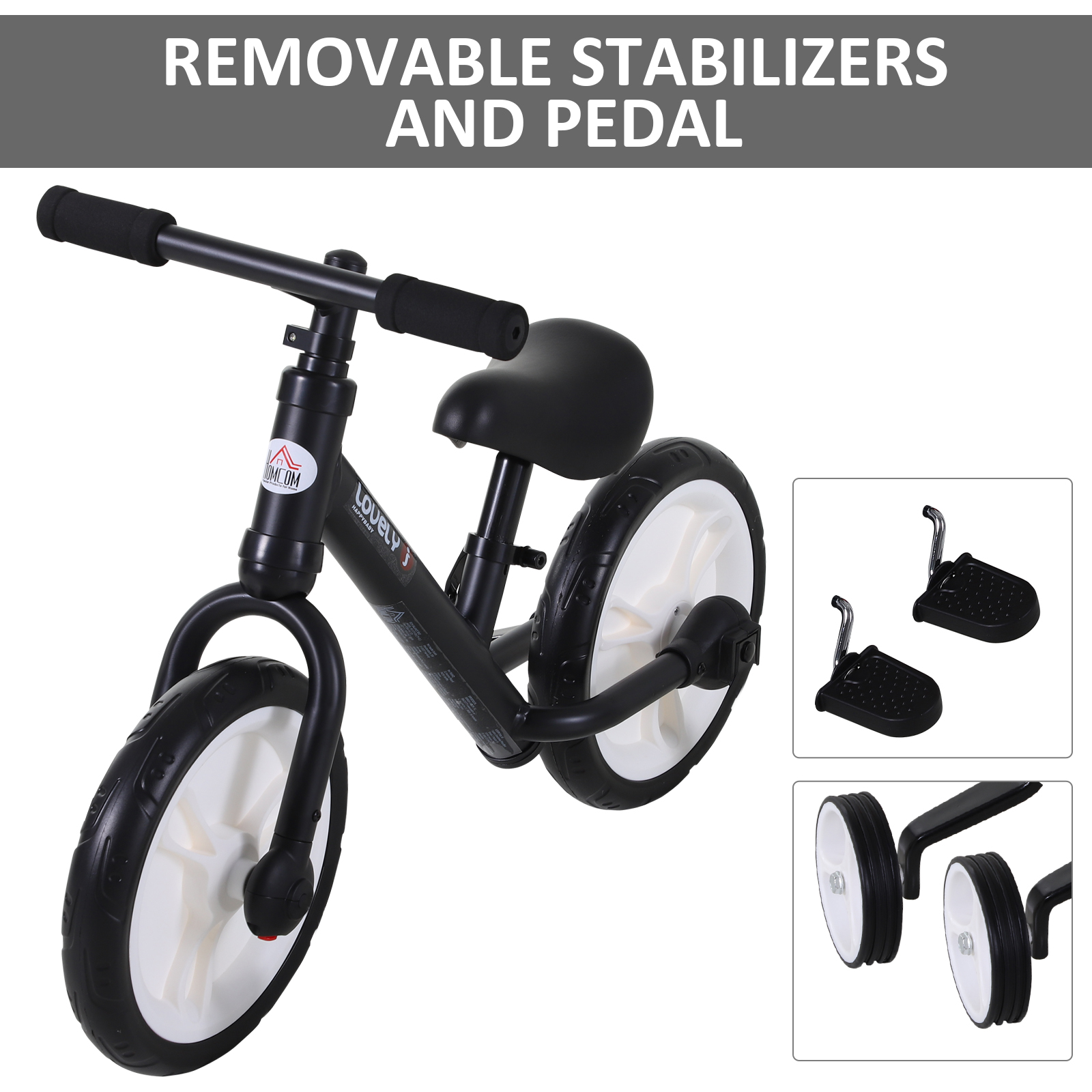 Kids Balance Training Bike Toy w/ Stabilizers Suitable For Child 2-5 ...