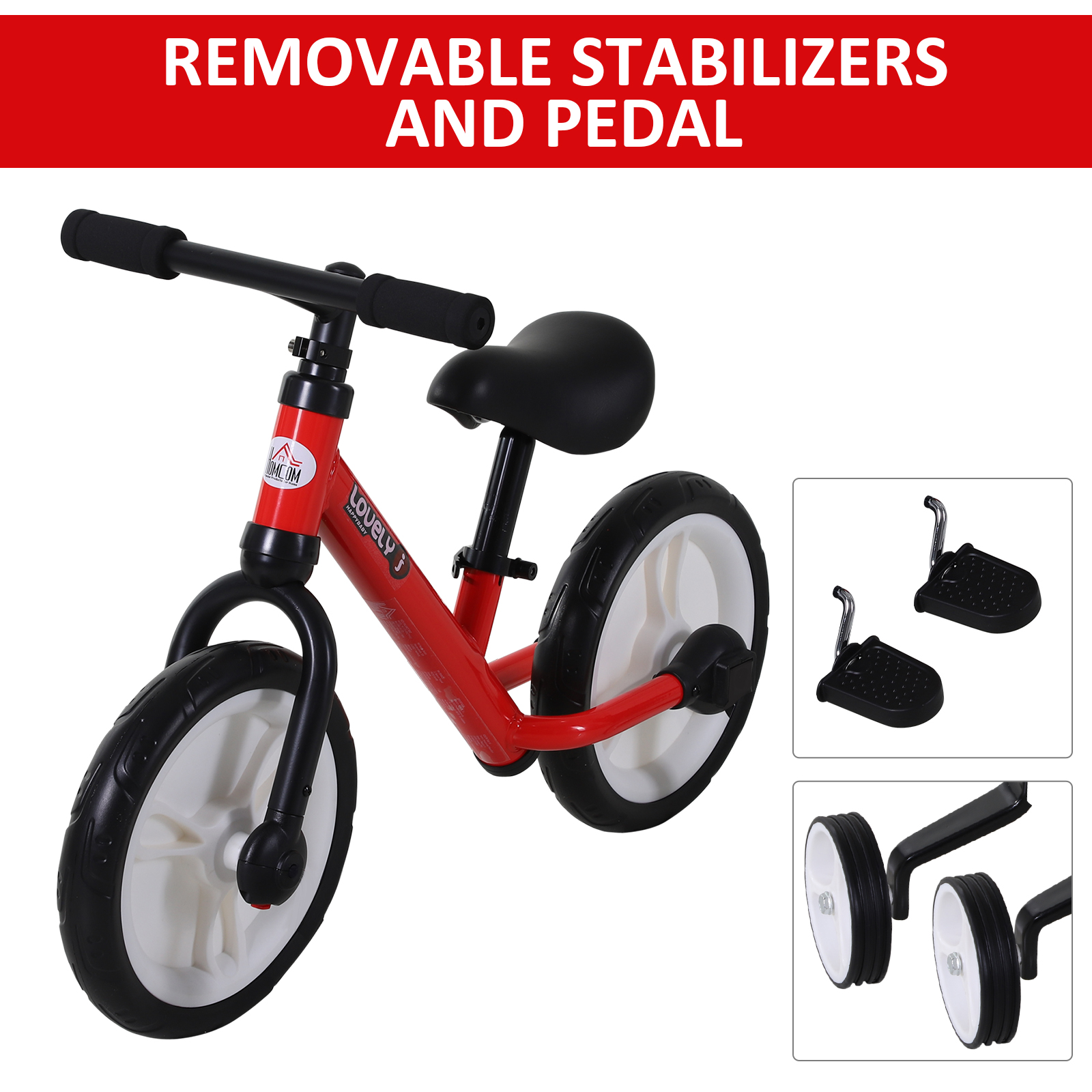 Kids Balance Training Bike Toy w/ Stabilizers Suitable For Child 2-5 ...