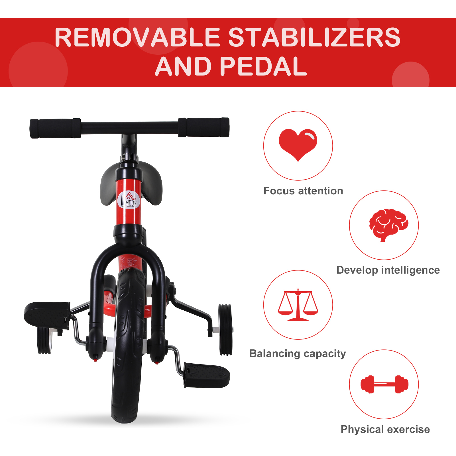 Kids Balance Training Bike Toy w/ Stabilizers Suitable For Child 2-5 ...