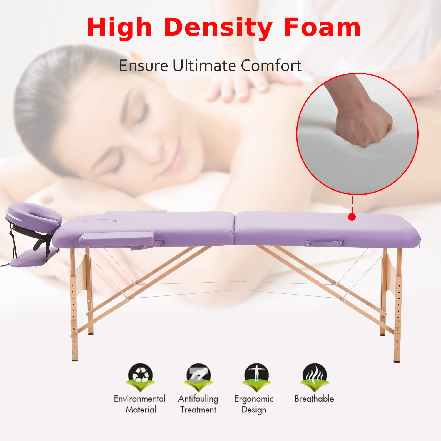 Light Weight Portable Massage Table Beauty Therapy Couch Bed 2 Section ...