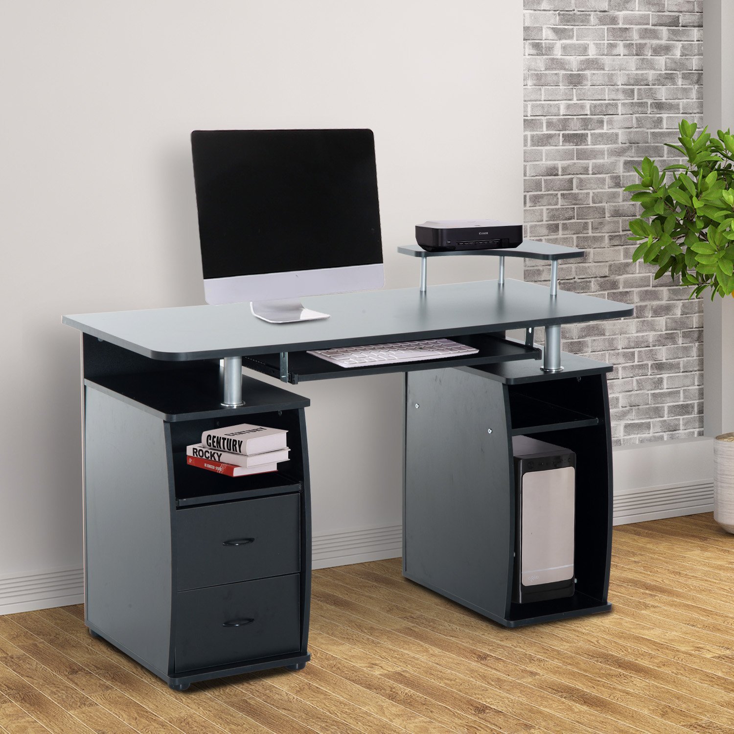 Wooden Pc Computer Desk Desktop Table Home Office Writing Workstation ...