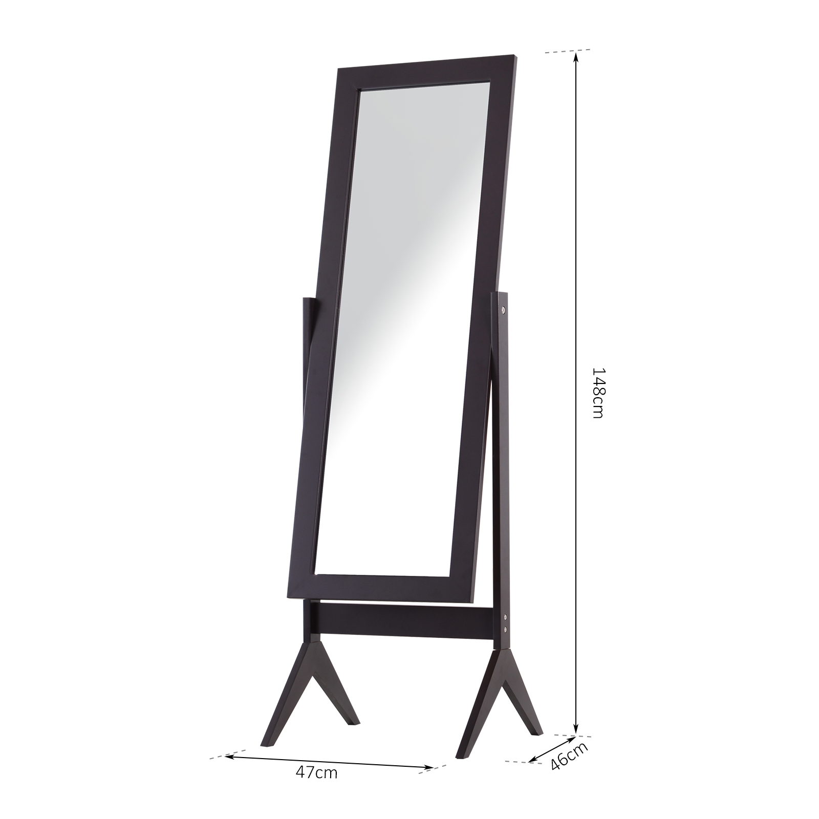 Tall Dressing Mirror Freestanding Adjustable Angle 148x47cm Bedroom | eBay