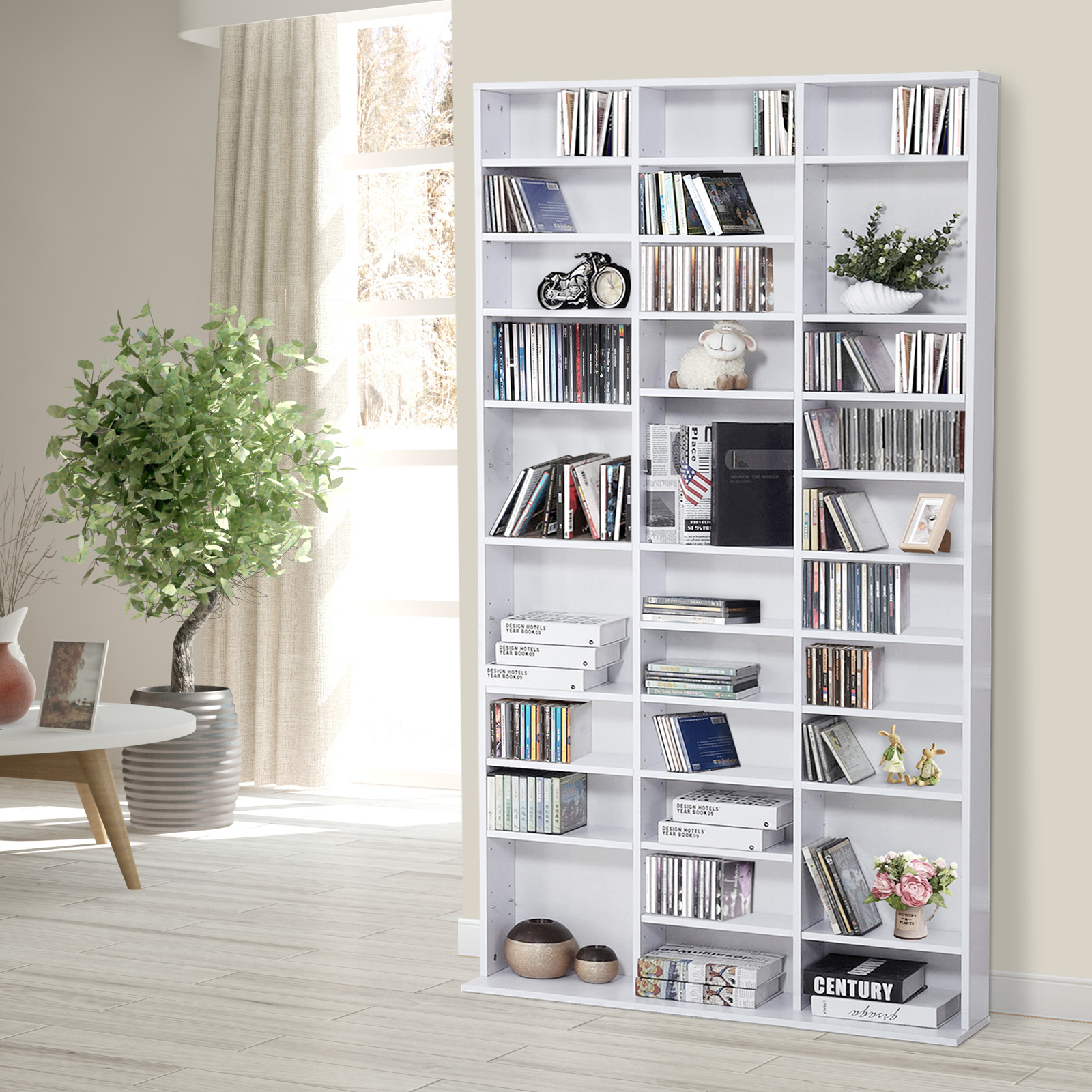 CD DVD Media Storage Wooden Shelves Bookcase Display Shelving Unit ...