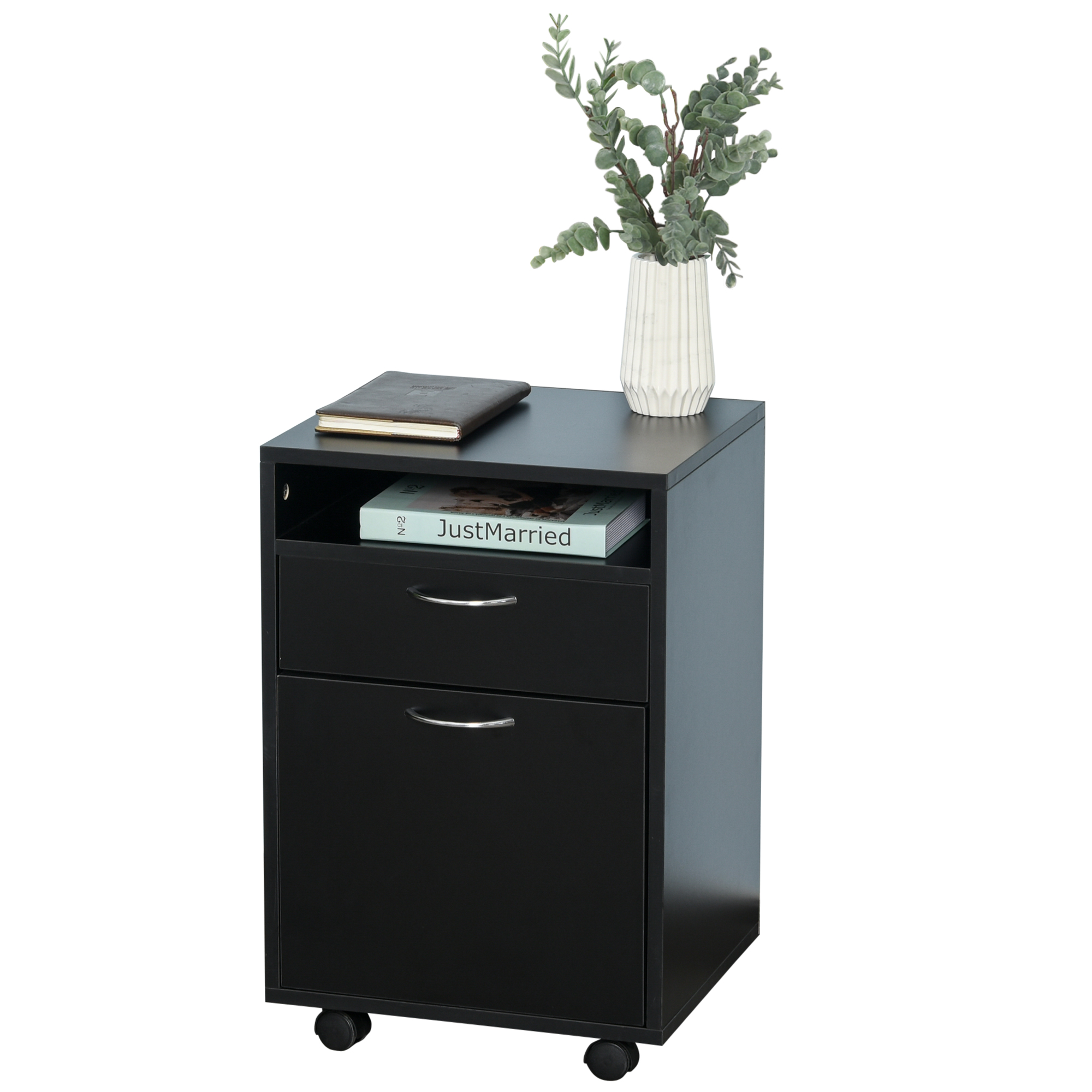Home Rolling File Cabinet Mobile Printer Cart Nightstand Office Filing ...