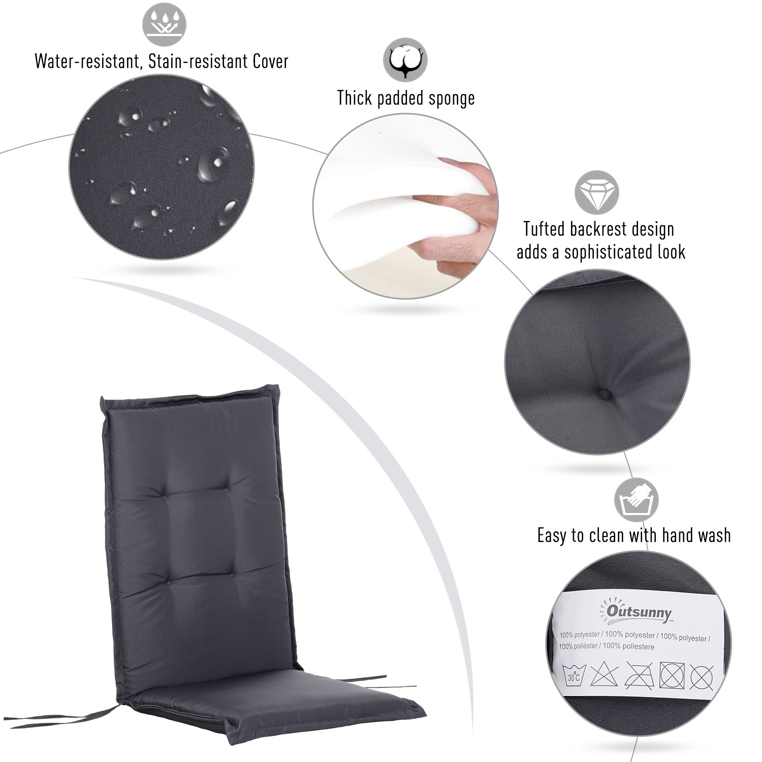 SINGLE SEATER REPLACEMENT High Back Chair Folding Cushions Patio Garden ...