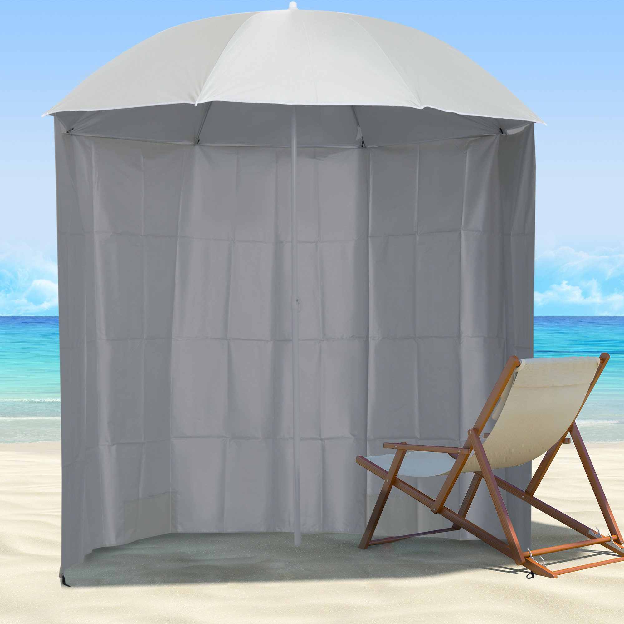 Outsunny 2.2M Outdoor Parasol Fishing Umbrella Beach Sun Shelter w ...