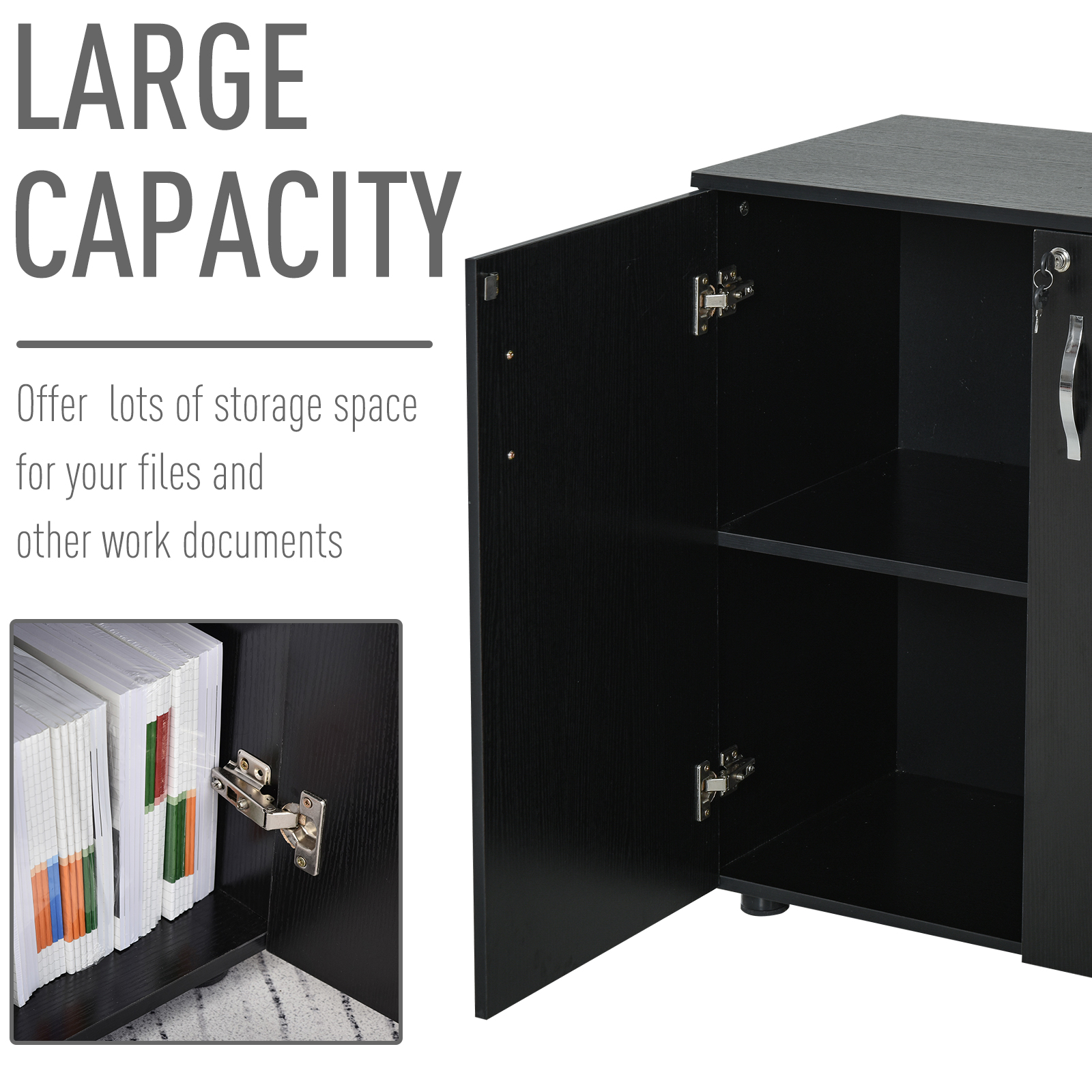 Filing Cabinet Home Office File Storage Organizer with Keys, 2 Tier ...