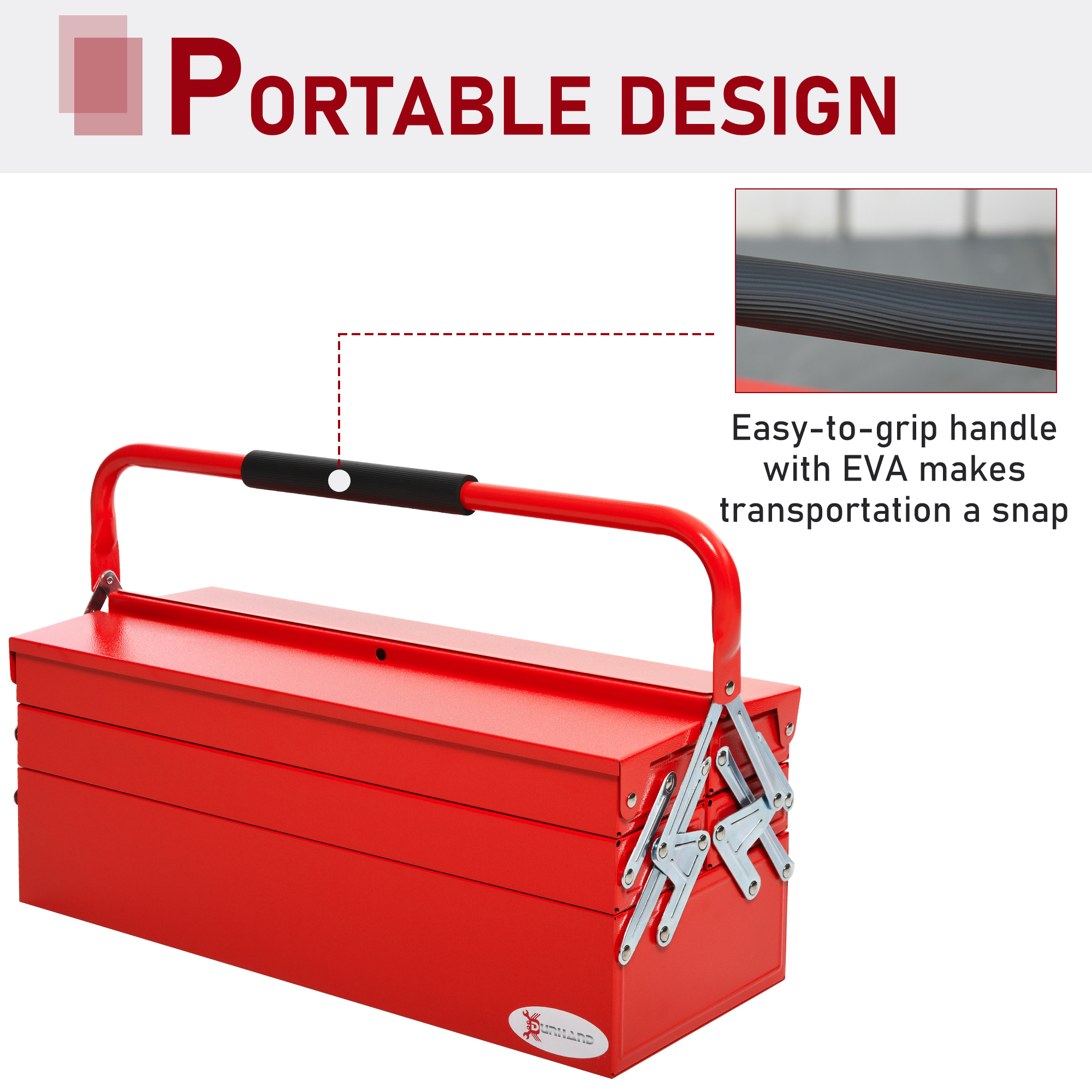 Portable 5-Tray Cantilever Metal Tool Box Steel Tool Chest Cabinet ...