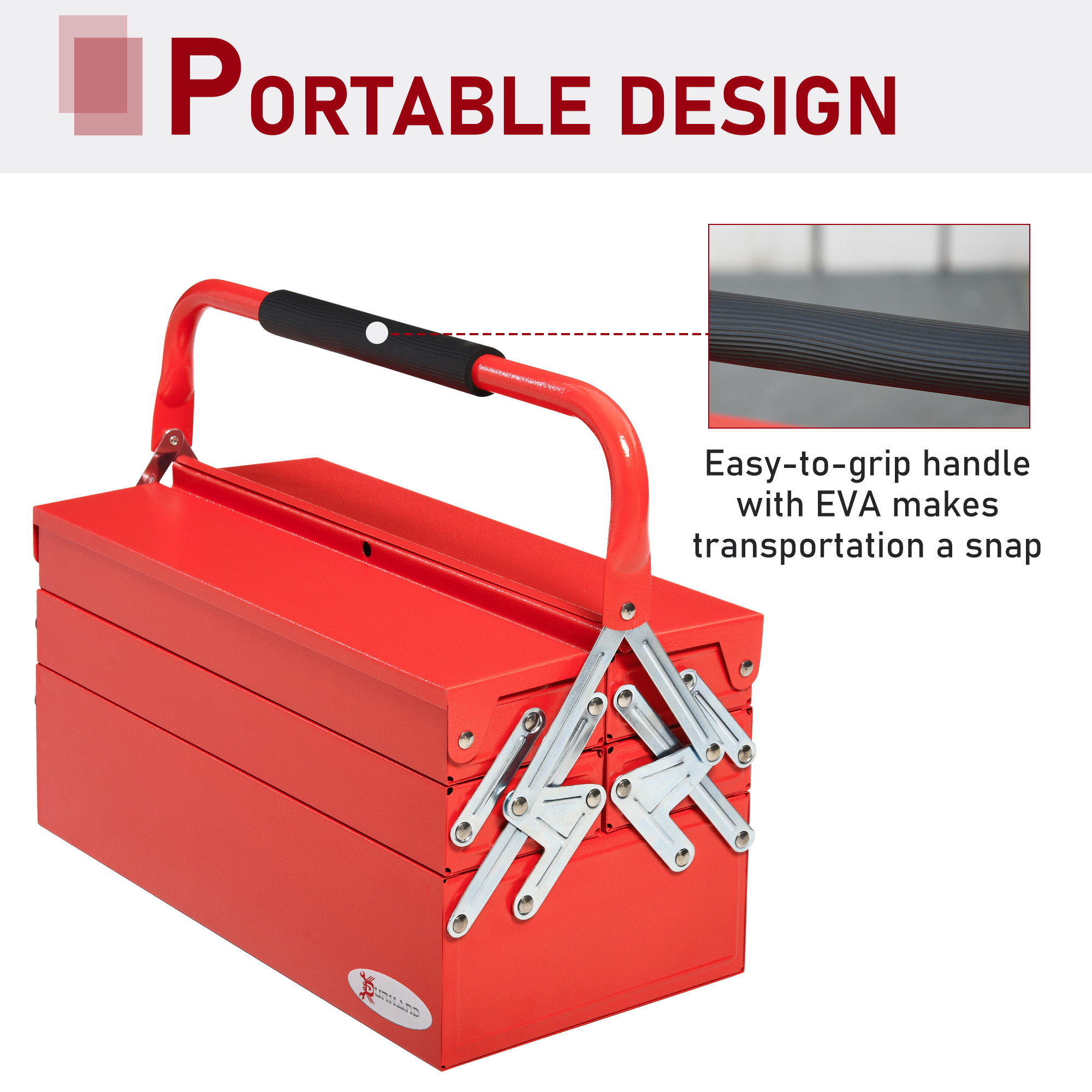 Portable 5-Tray Cantilever Metal Tool Box Steel Tool Chest Cabinet, Red ...
