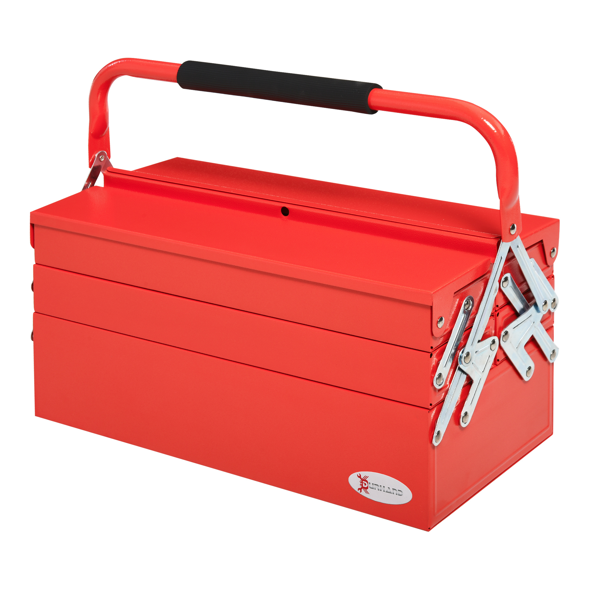 Portable 5-Tray Cantilever Metal Tool Box Steel Tool Chest Cabinet, Red ...