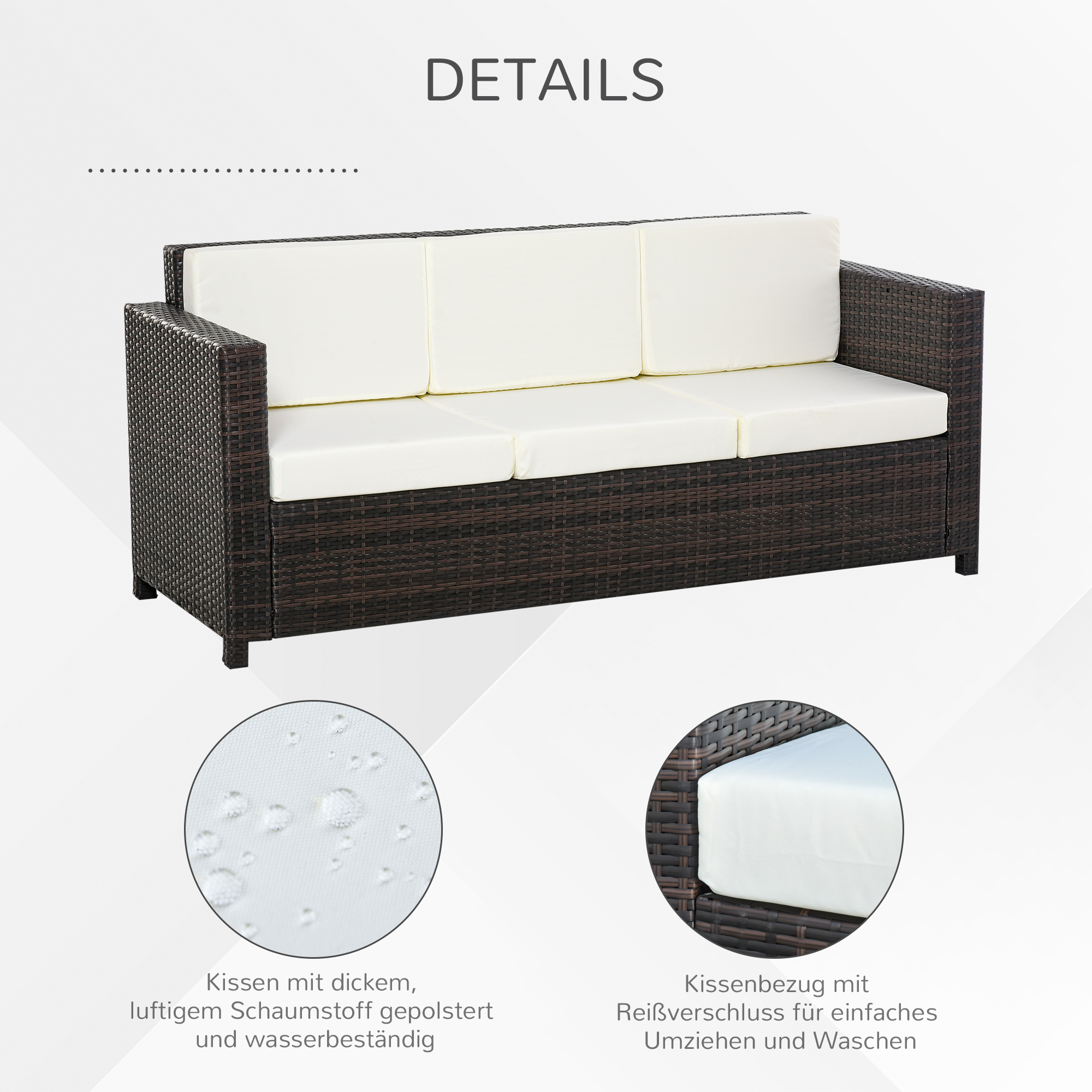 Outsunny Poly-Rattan Sofa mit Kissen 2-/3-Sitzer Garten Loungesofa | eBay