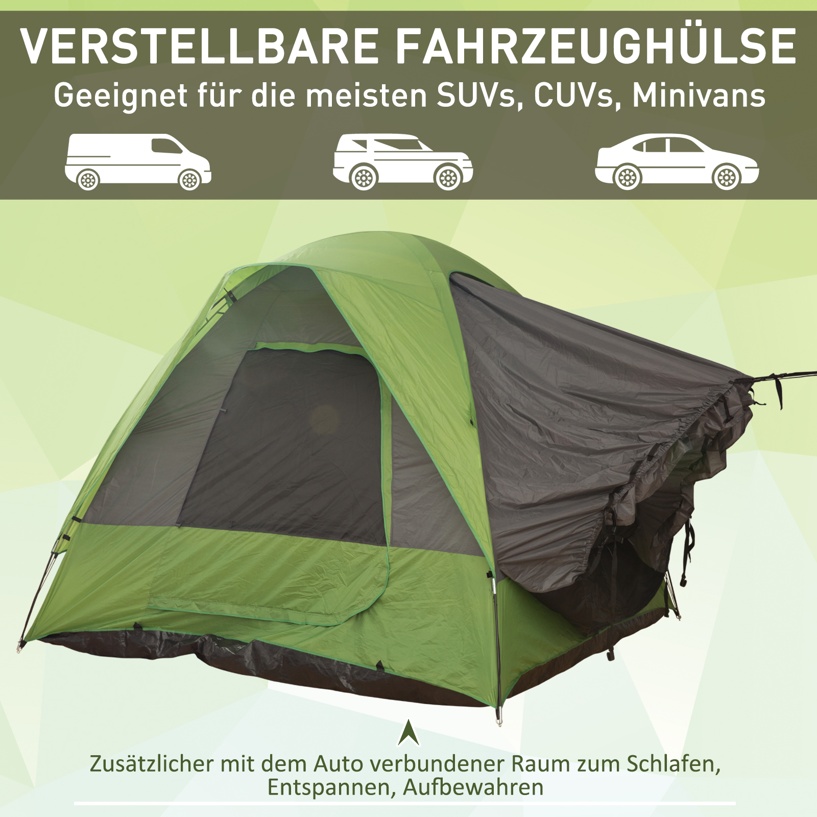 Outsunny Autozelt Campingzelt Reisezelt 4-5 Personen Glasfaser ...