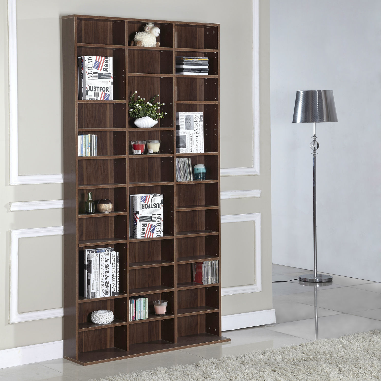 CD DVD Media Storage Wooden Shelves Bookcase Display Shelving Unit ...