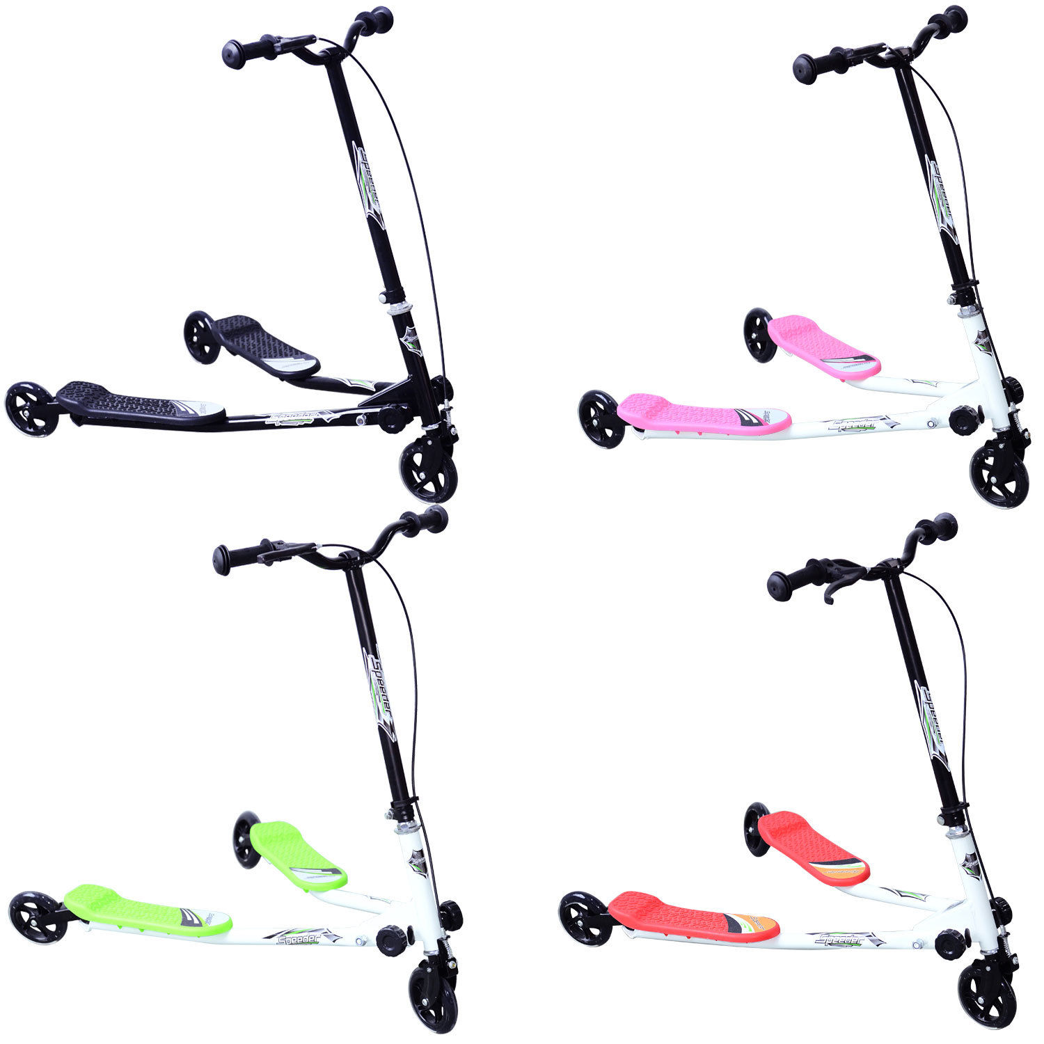 Kids 3 Wheels Speeder Scooter Tri Slider Winged Push Motion Children ...