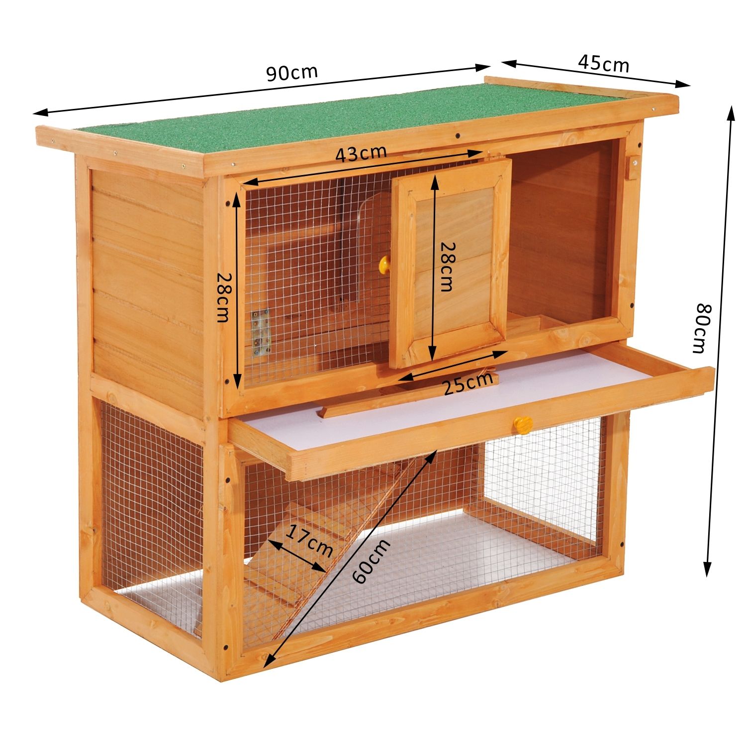 2-tier Rabbit Hutch Small Animal Wooden Bunnies House Outdoor Backyard ...