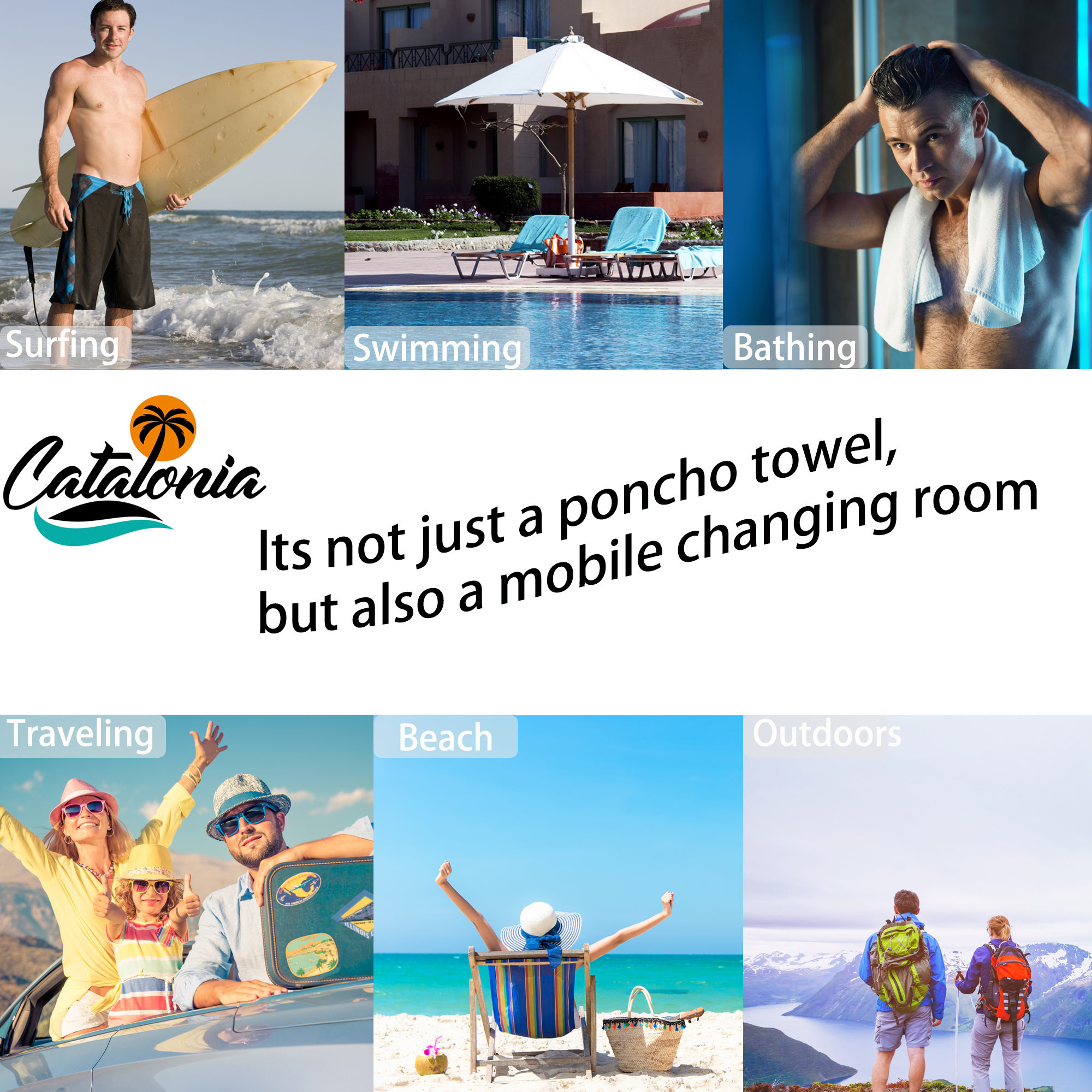 Surf Poncho Wetsuit Changing Robe Towel Hooded Pocket for Men Women ...