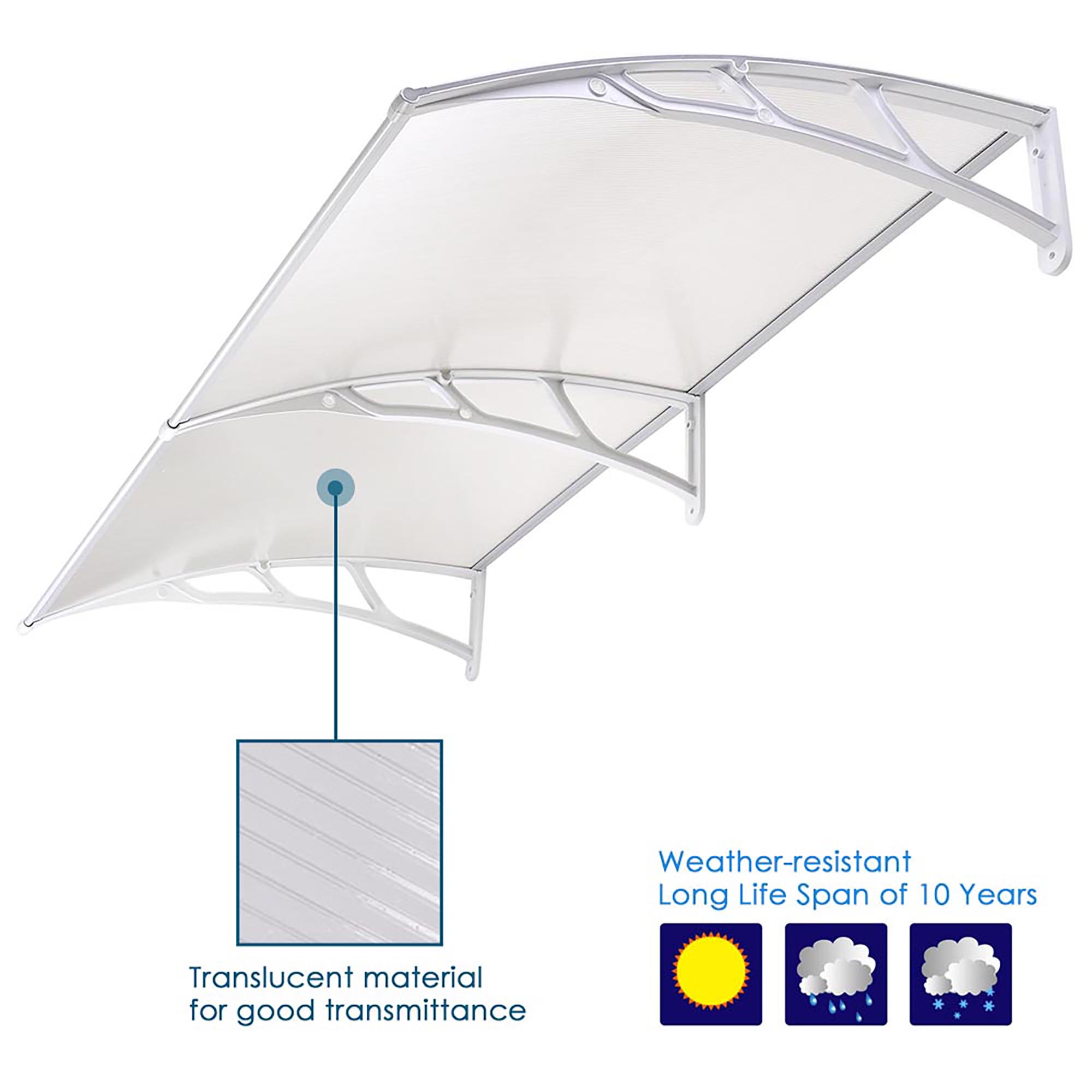 80" x 40" Window Door Awning Complete Polycarbonate Sheet Patio Outdoor ...
