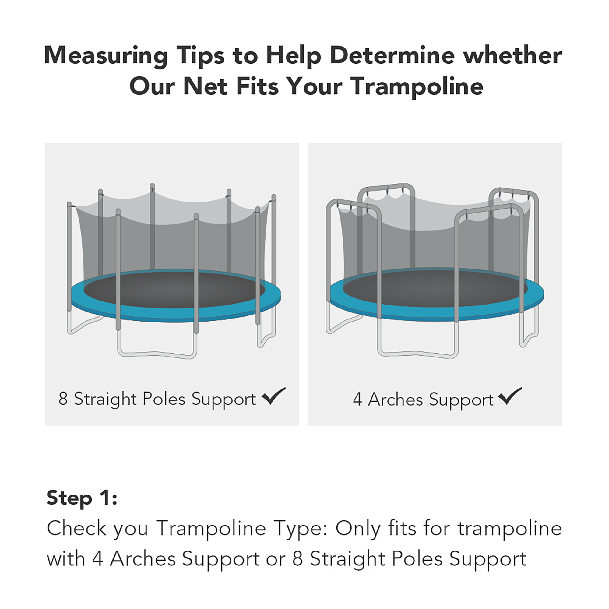 12/13/14/15ft Round Trampoline Enclosure Net Replacement For 6/8 Pole ...