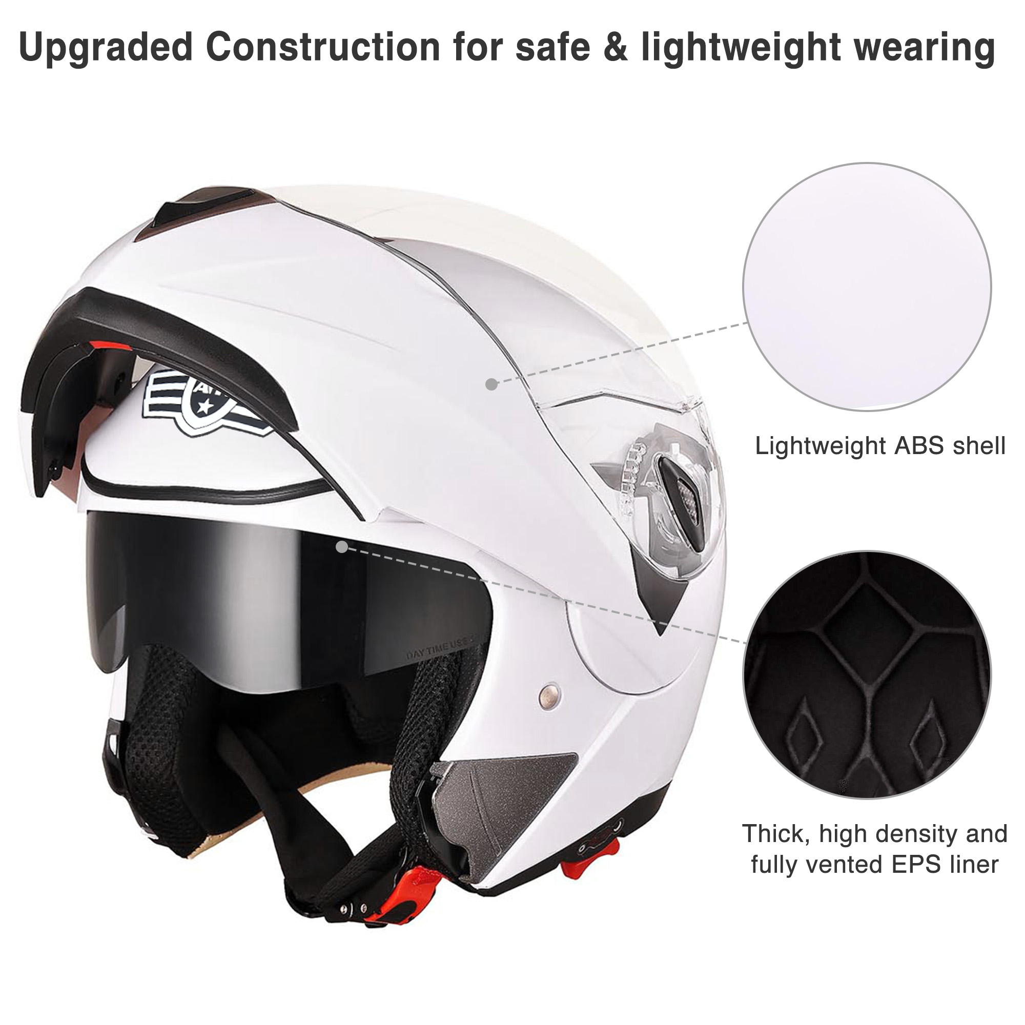 AHR Modular Full Face Motorcycle Helmet Flip up Dual Visor Motocross ...