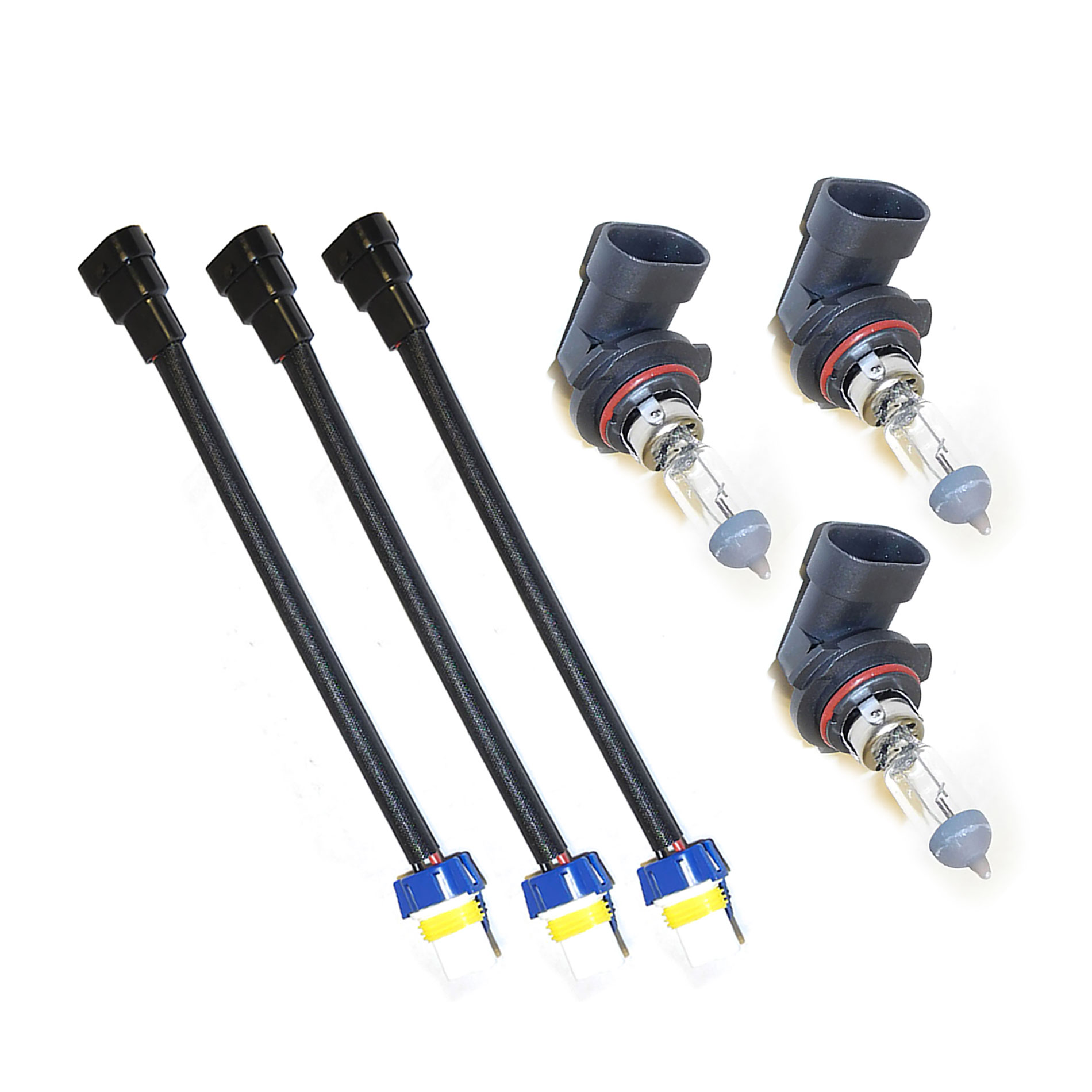 For New 9006 Set of 6PCS Wire Socket Headlight Connector Adaptor & 55W ...