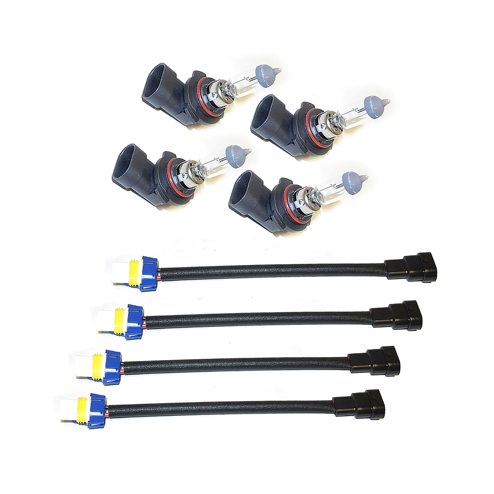 Set of 8PCS Wire Socket Headlight Connector Adaptor & 55W Lamp Bulb For ...