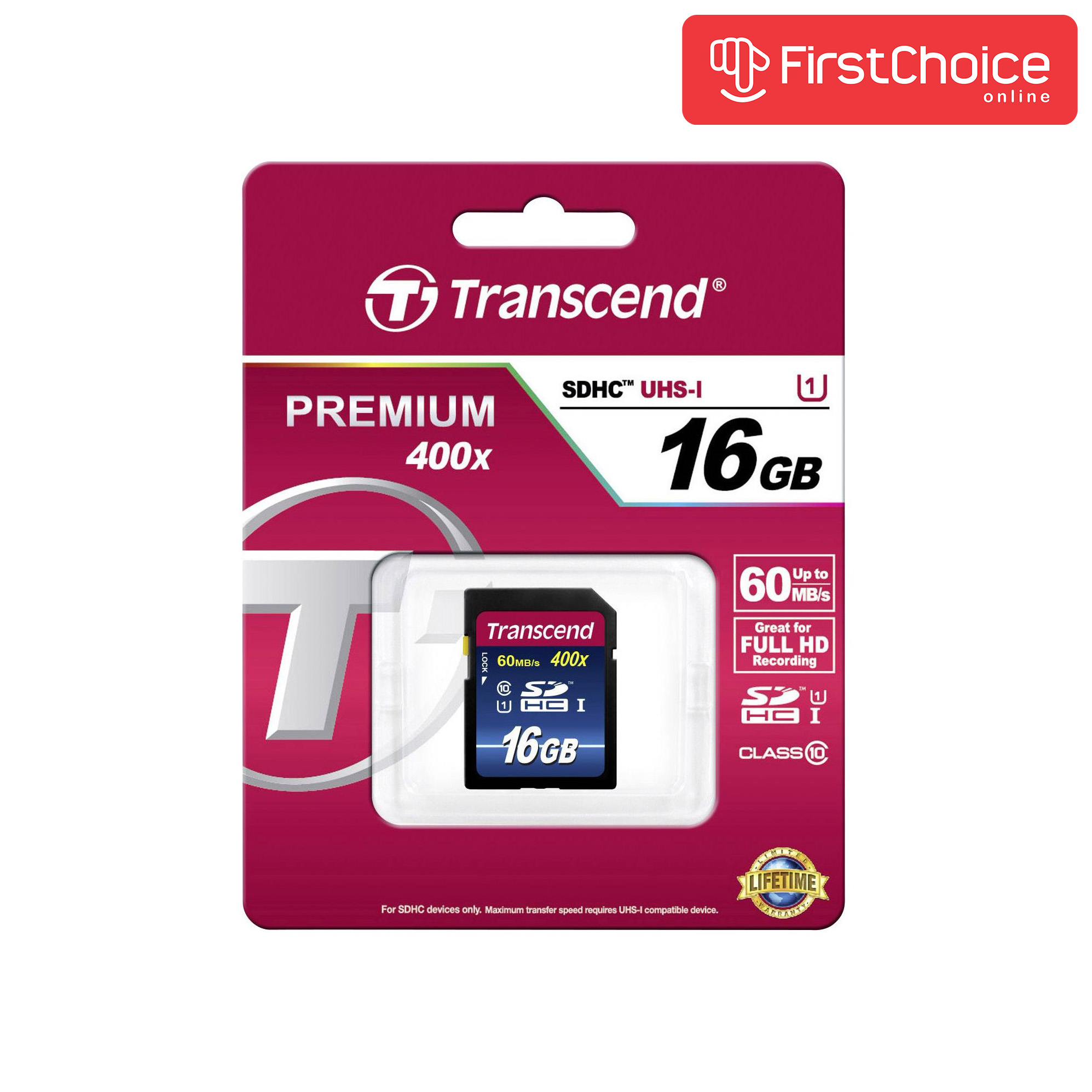 Transcend SDHC 16GB Premium 400x Class 10 UHS-I U1 Memory Card ...