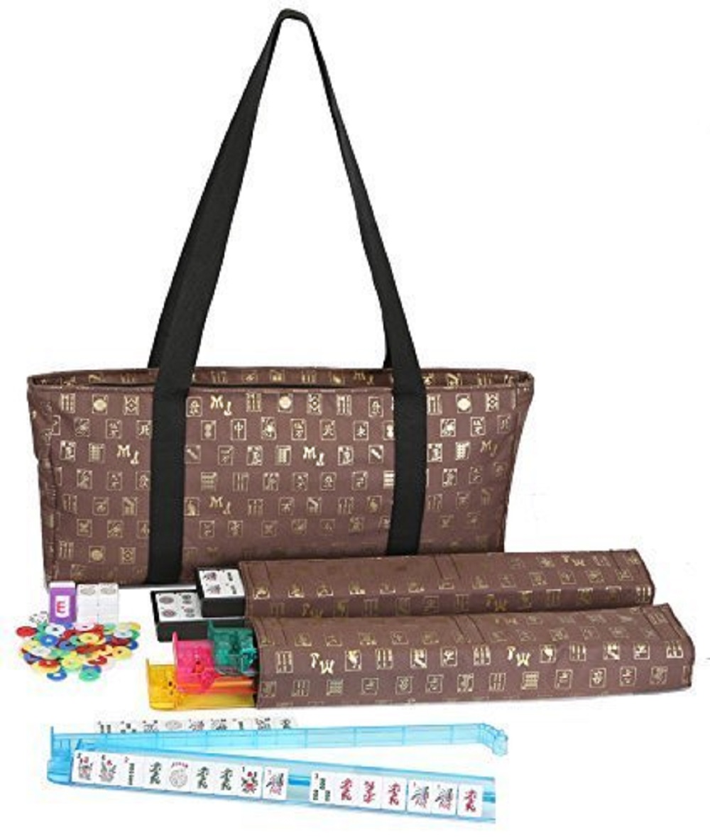 Mah Jongg Full Set Brown Designer Logo Soft Case with 166 White Tiles ...