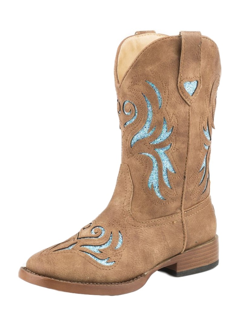 Roper Western Boots Girls Glitter Breeze Tan 09-018-1901-1549 TA