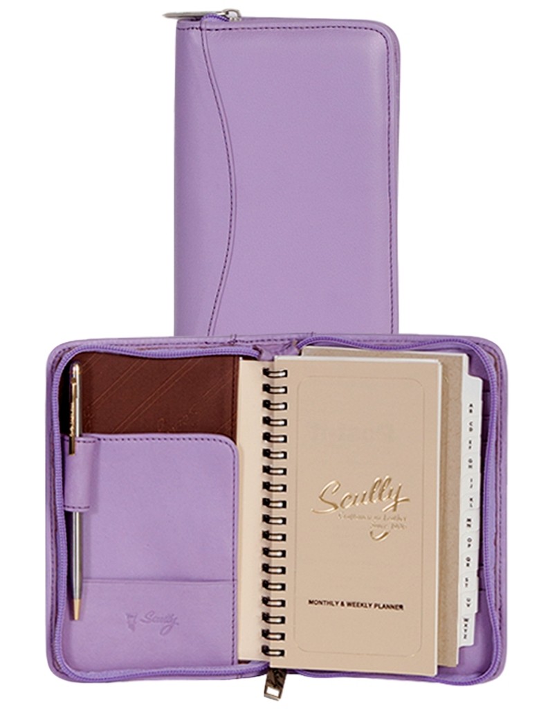 Scully Accessories Lavender Soft Lamb Leather Wirebound Zip Pocket ...