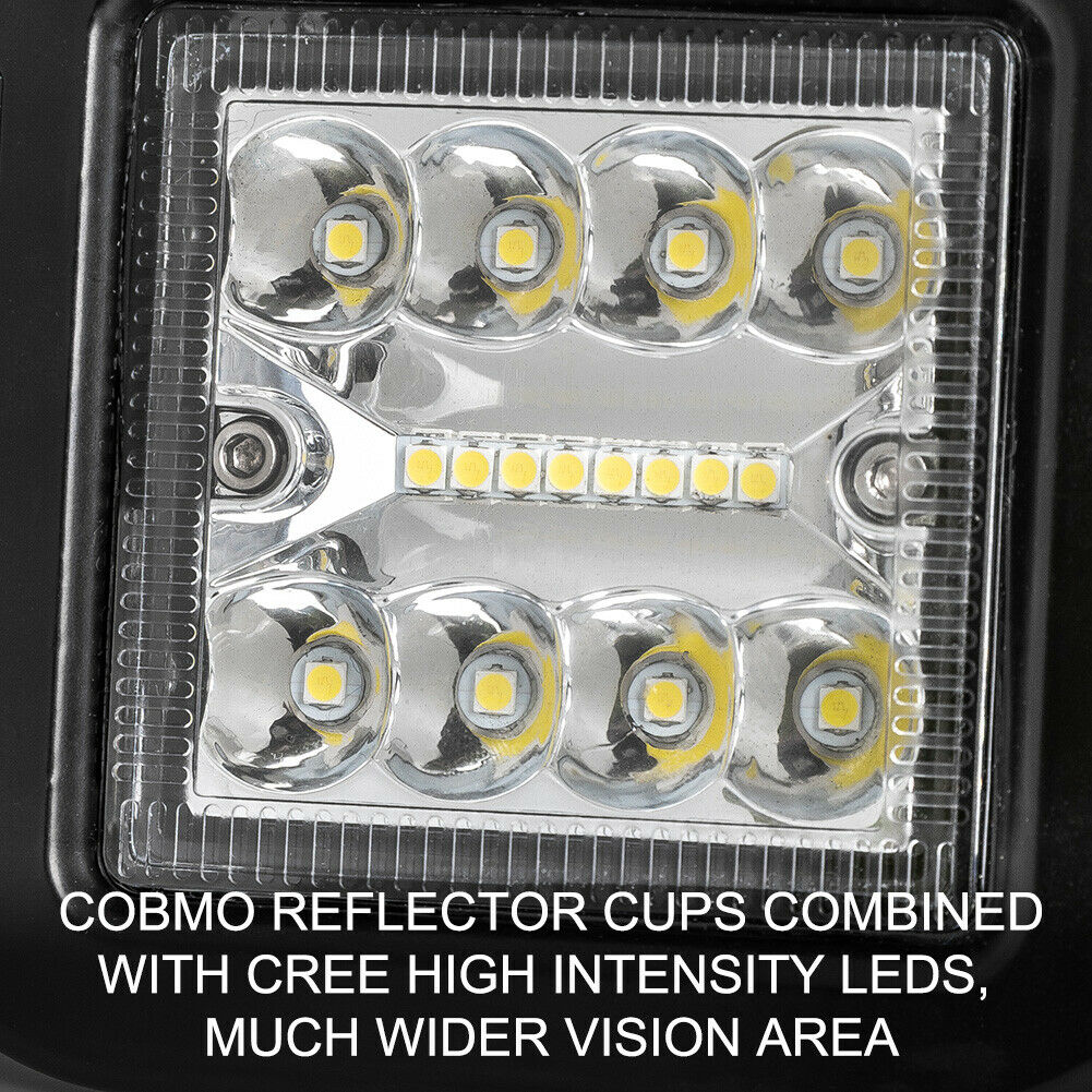 Pair 5 inch CREE SQUARE Flush Mount LED Lights 12V 24V Reverse Work ...
