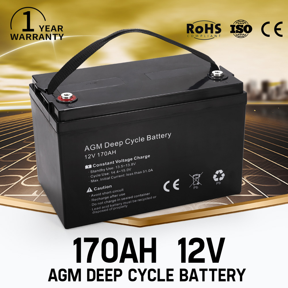 12V 170AH AGM Deep Cycle Battery Portable Power Bank For Caravan 4WD 12 ...