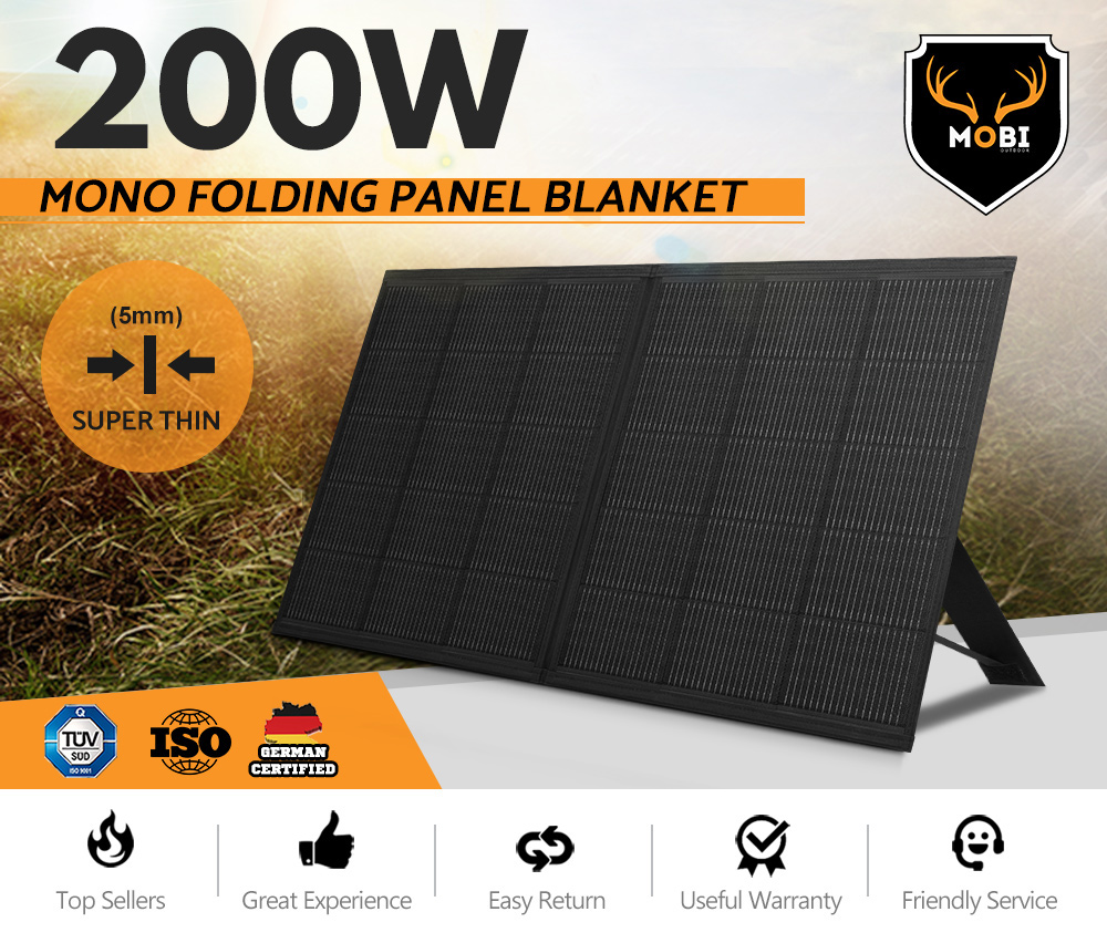 Mobi Solar Blanket 200W 300W 400W Mono 12V Folding Panel Kit 5M Cable ...
