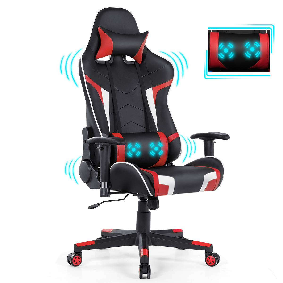 Racing Style Computer Chair Massage Gaming Chair w/Massage Lumbar ...